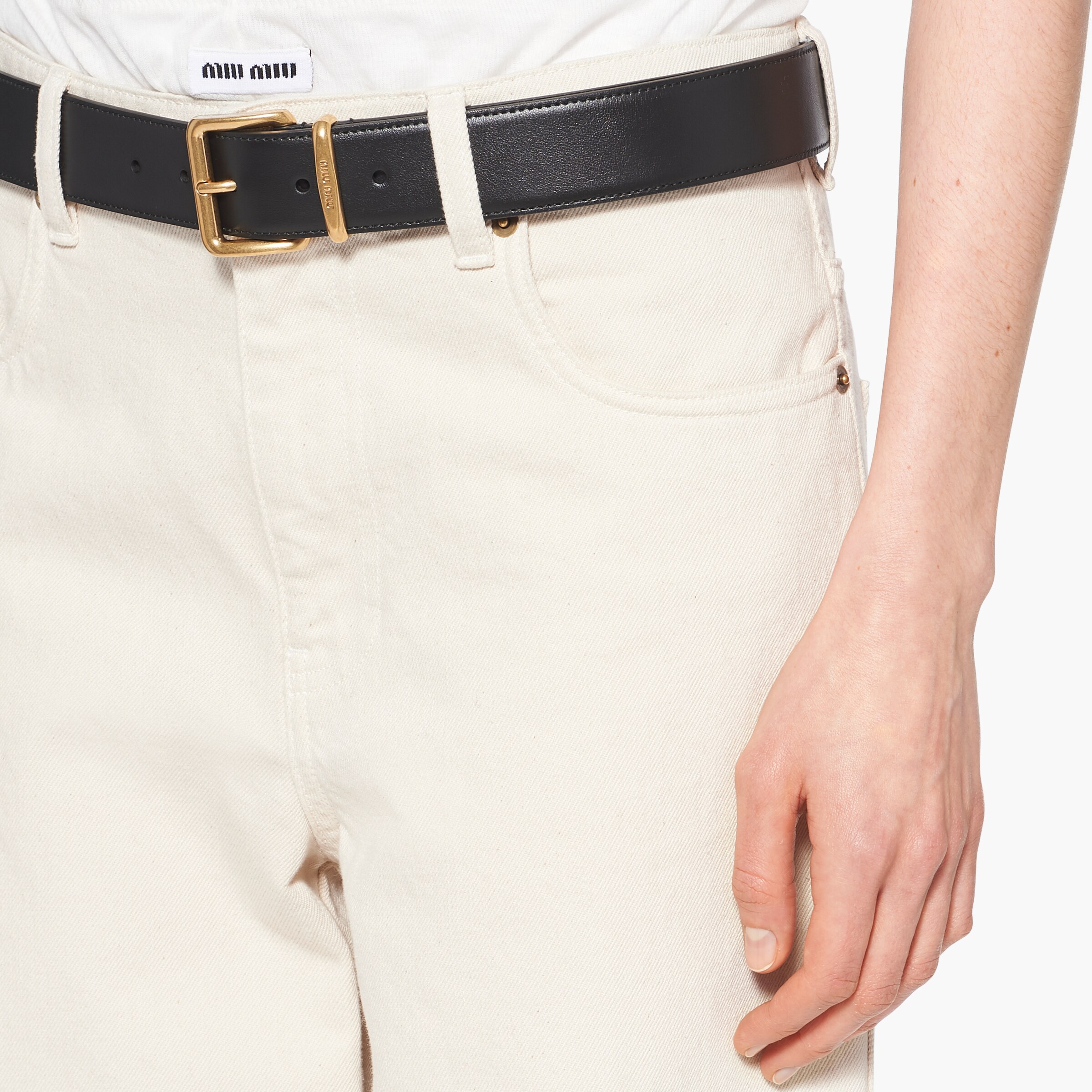 Ecru Five-pocket Ecru Denim Jeans | Miu Miu