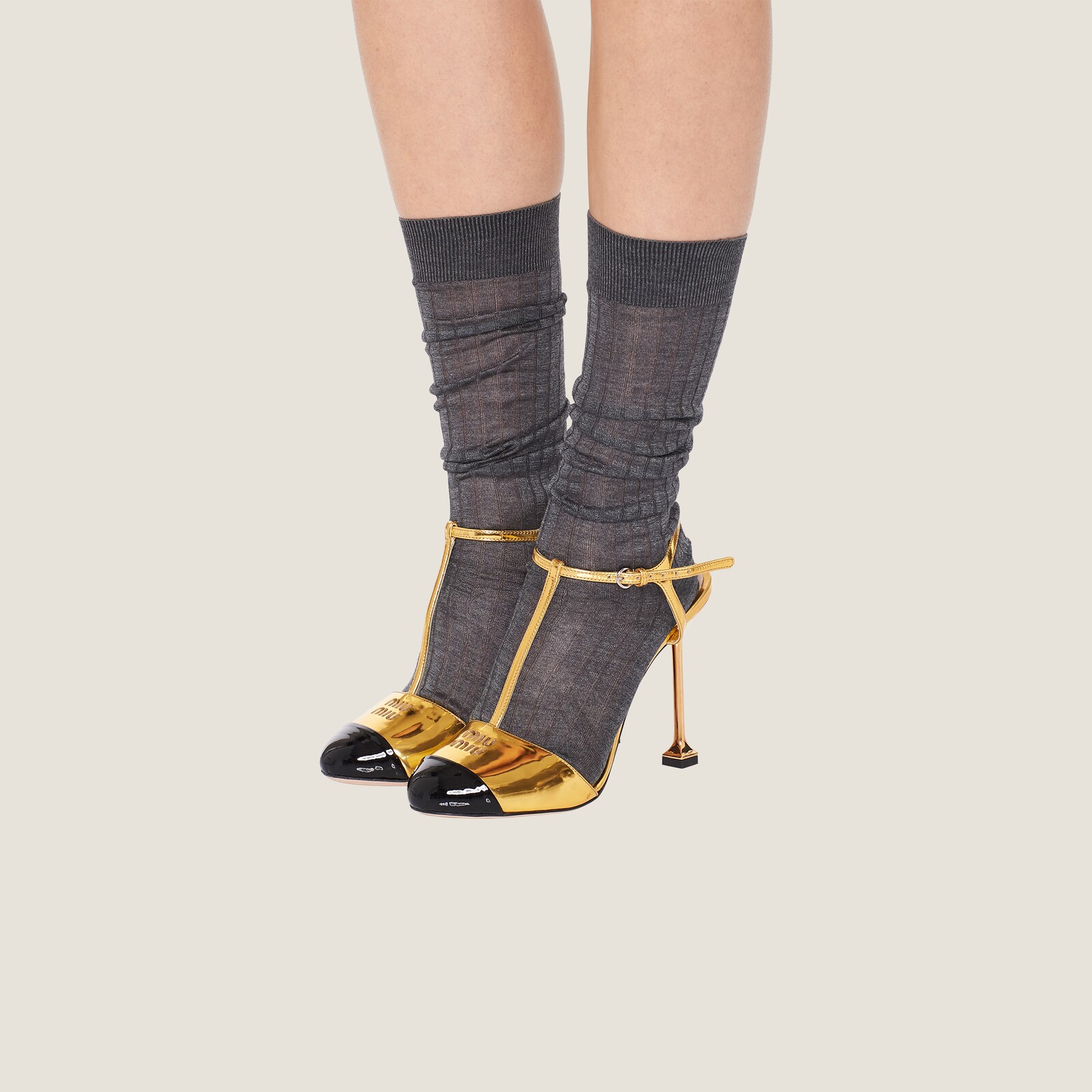 Anthracite Gray Silk Socks | Miu Miu