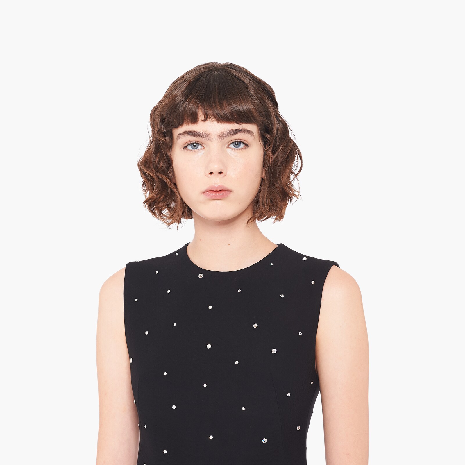 Black Embroidered Cady Minidress Miu Miu