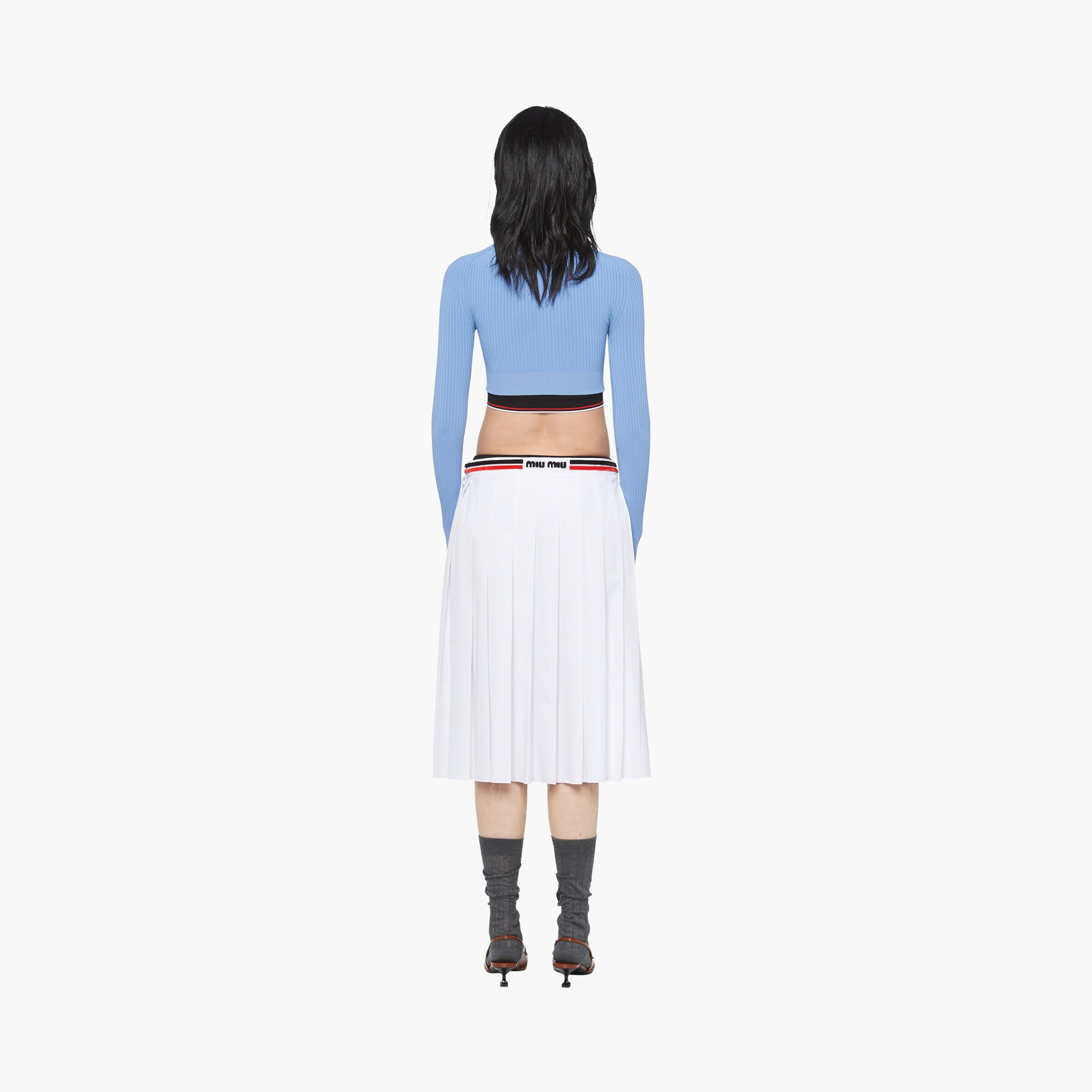 White Poplin Skirt Miu Miu