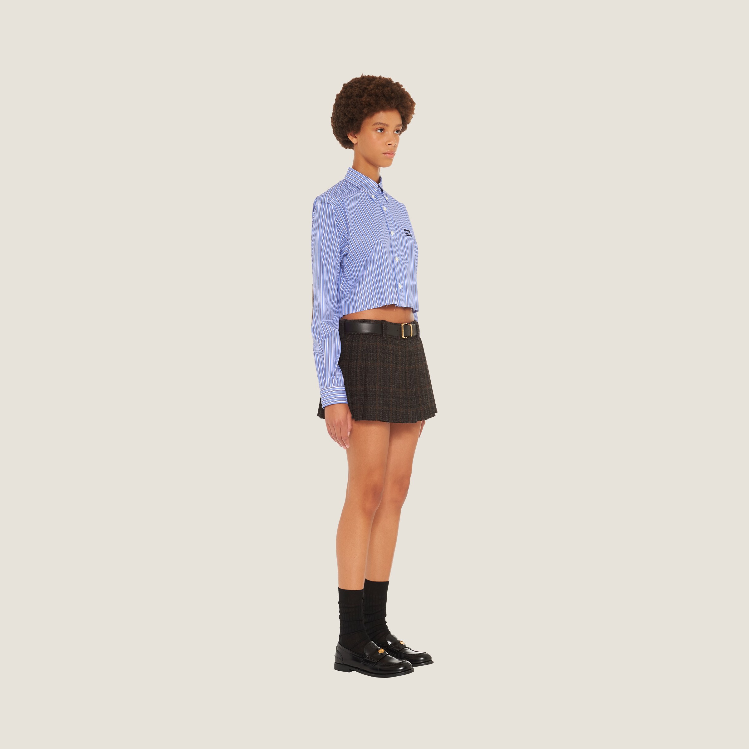 Ebony Plaid Miniskirt Miu Miu