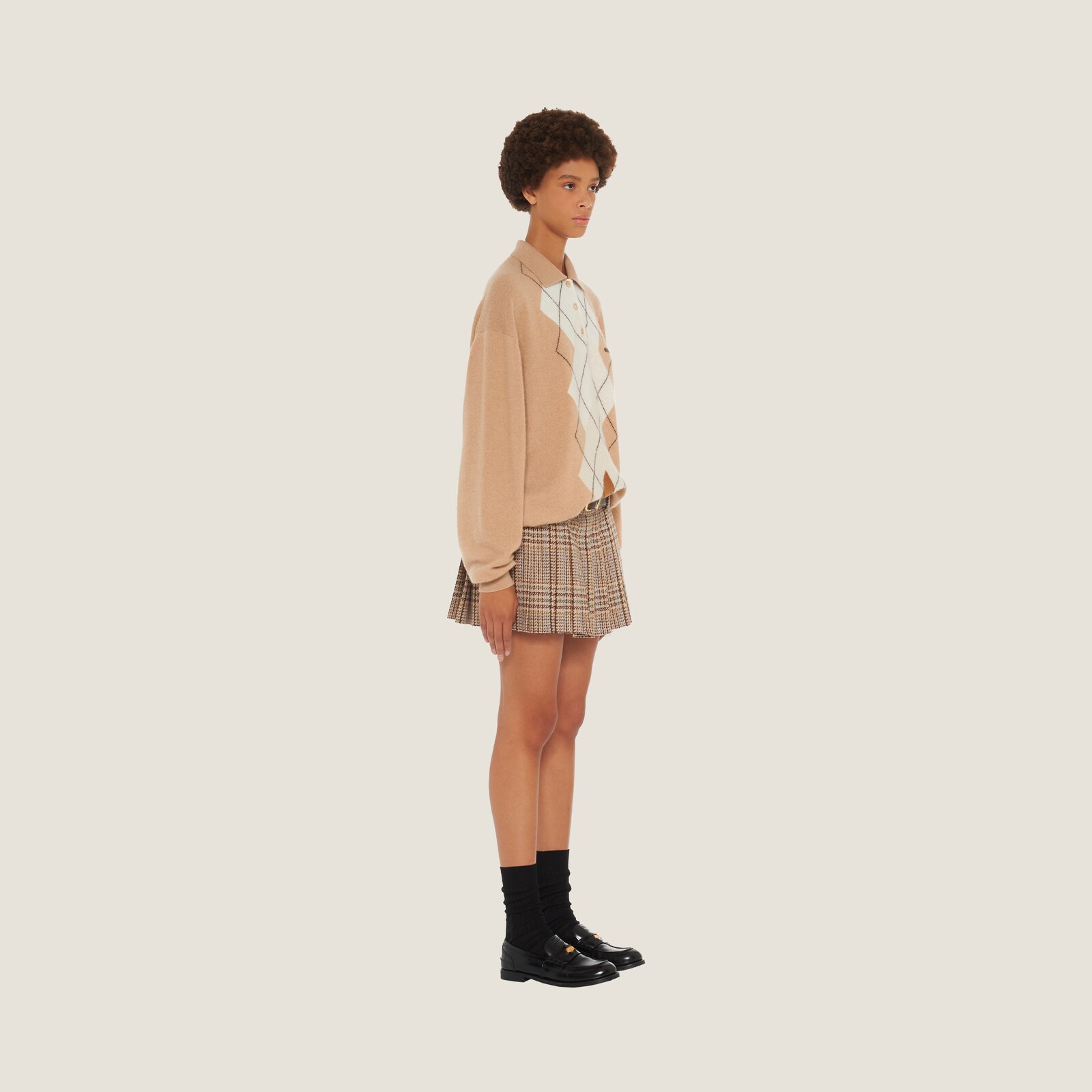 Cocoa Brown Plaid Miniskirt Miu Miu