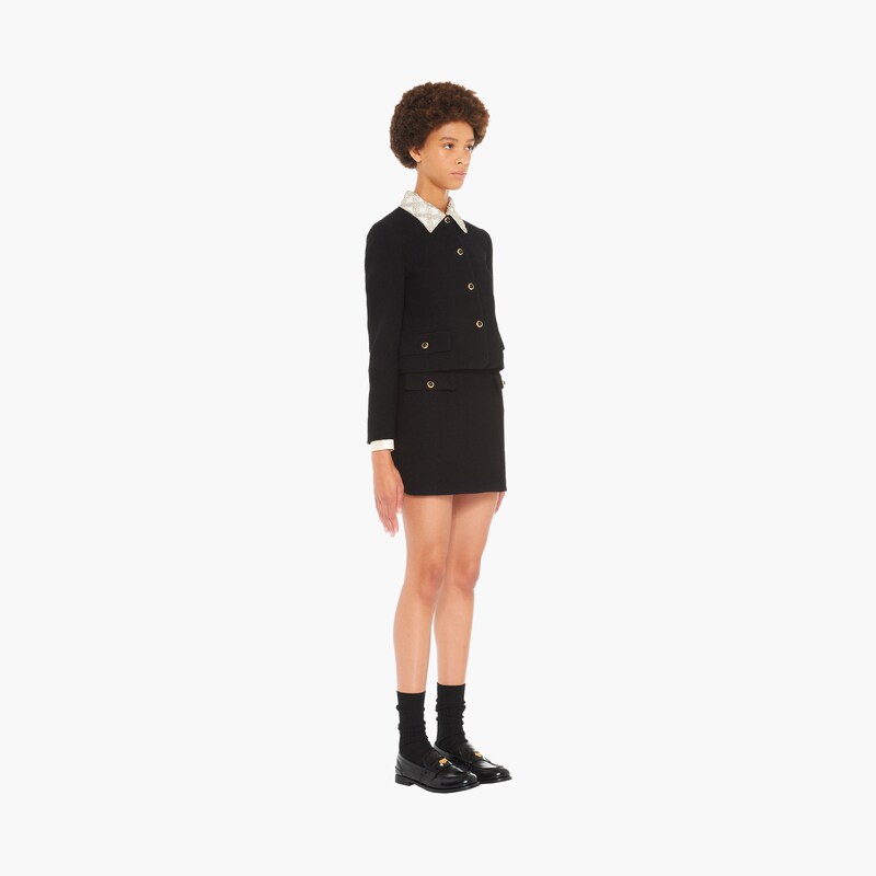 Black Bouclé Miniskirt | Miu Miu