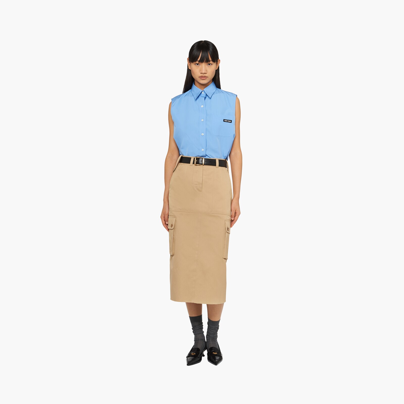 Cord Chino Midi Skirt Miu Miu
