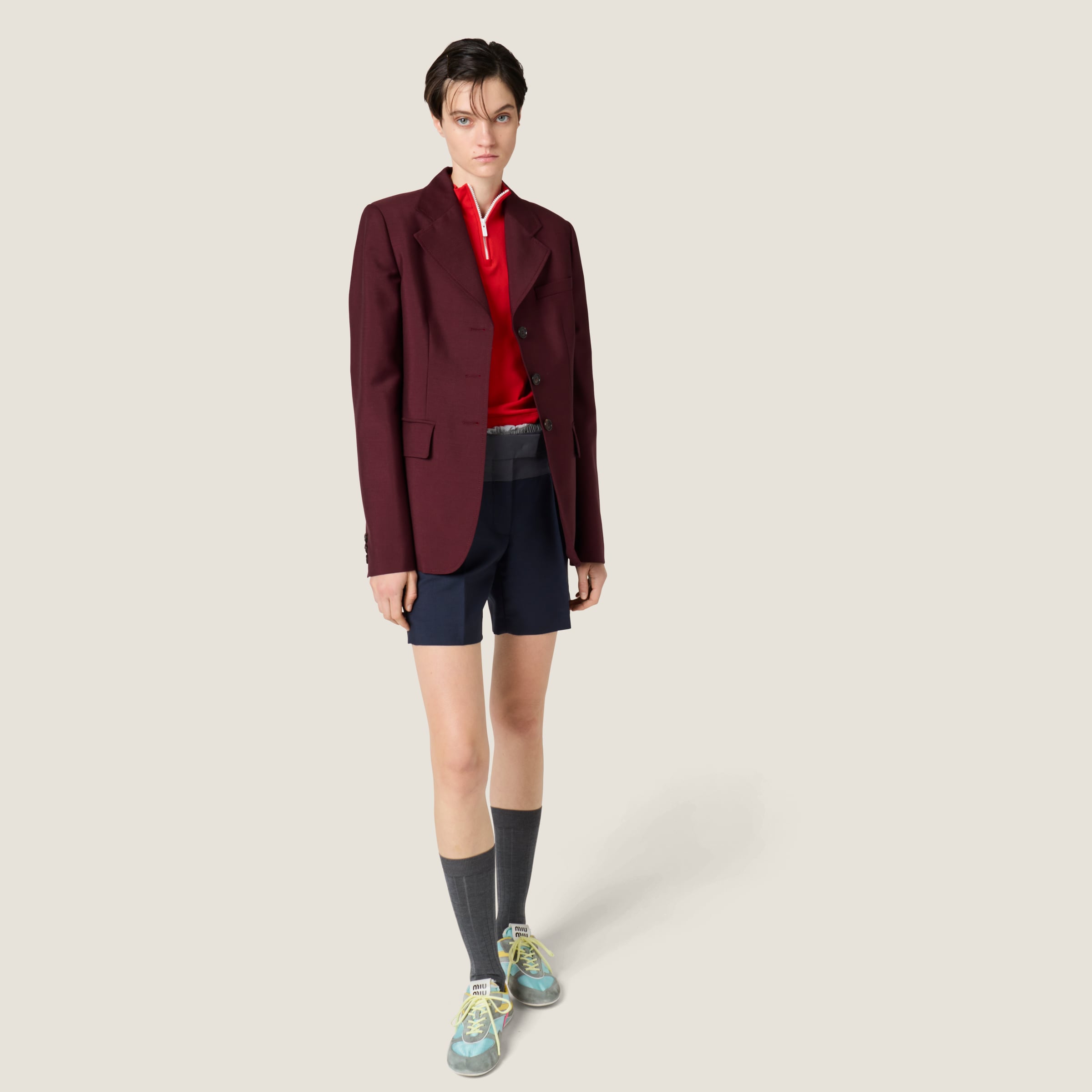 Amaranth Red/maize Yellow Single-breasted Kid Mohair Jacket | Miu Miu