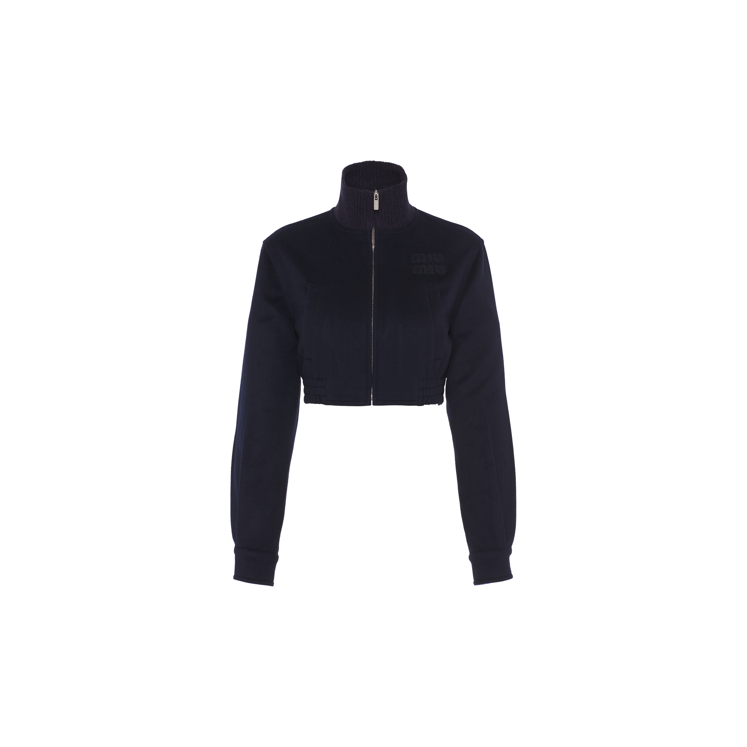 Navy Velour Blouson Crop Jacket MIU MIU navy-velour-blouson-crop-jacket-miu-miu