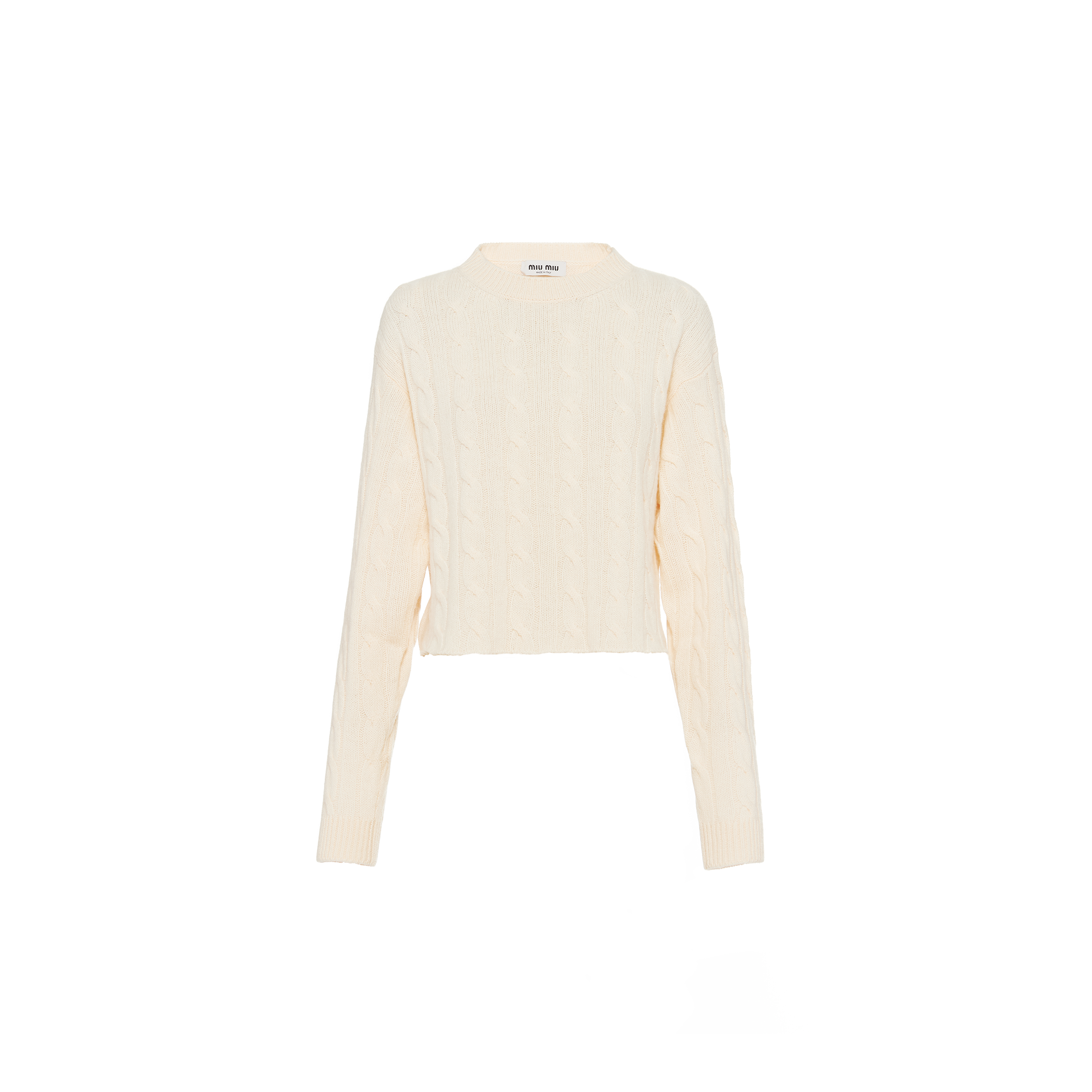 Miu Miu Crew-neck Cashmere Sweater In Albino White | ModeSens