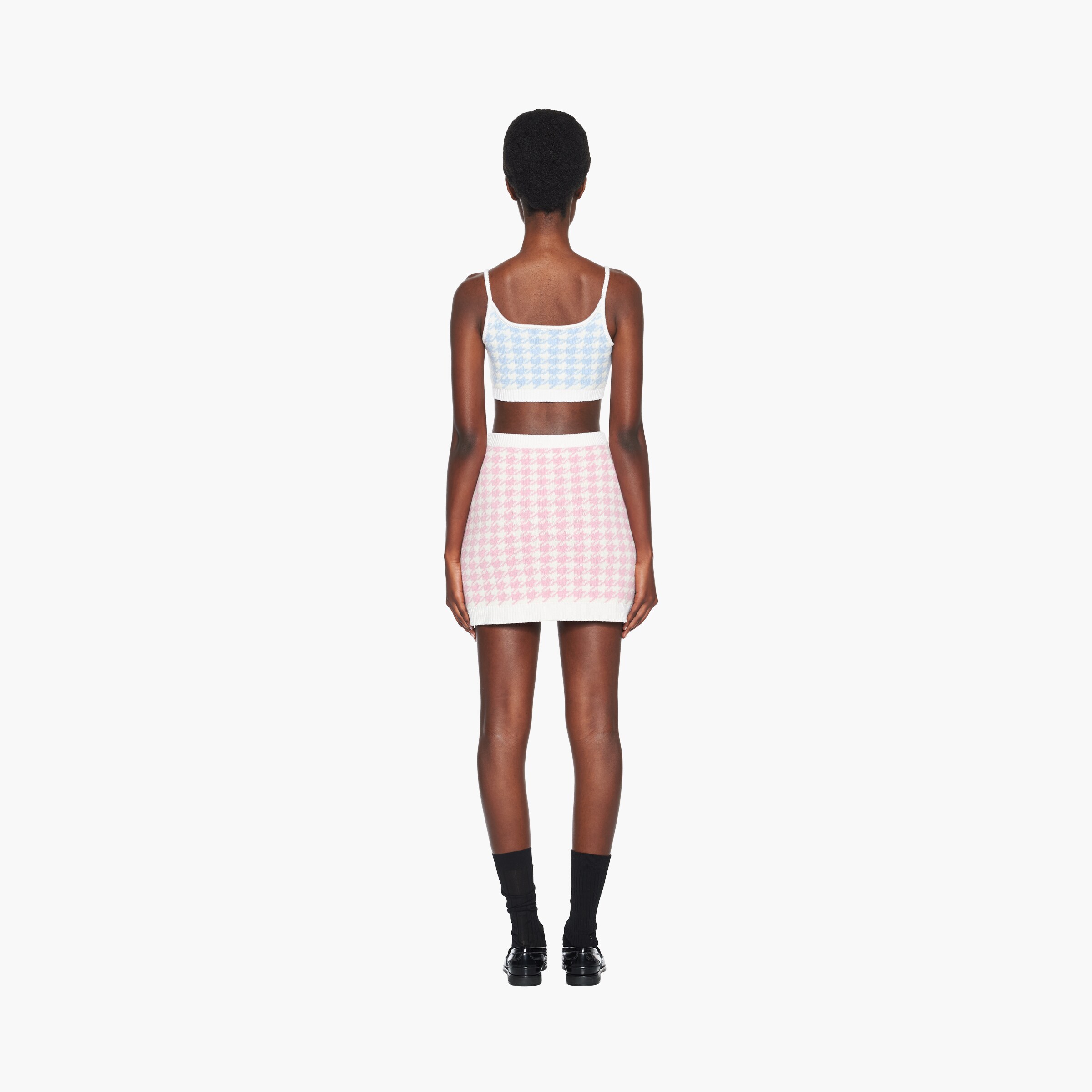 White /Astral Blue Cashmere top | MIU MIU