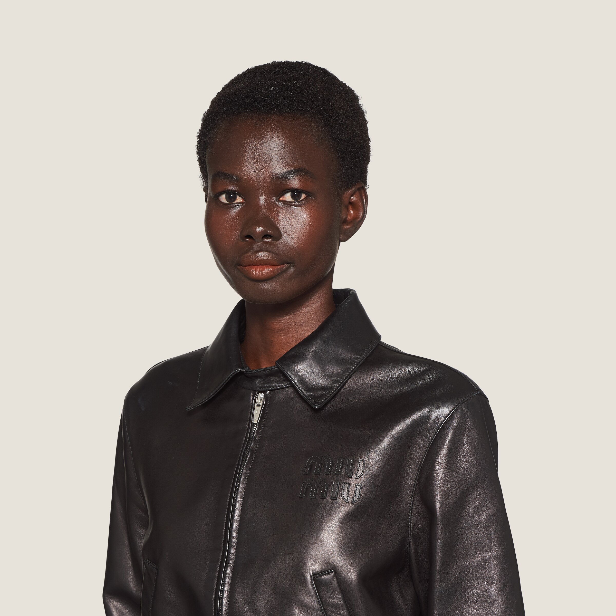 Black Nappa Leather Jacket | Miu Miu