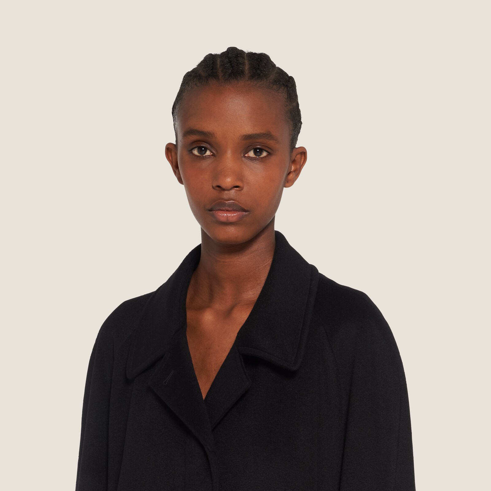 Black Single-breasted Velour Coat | Miu Miu