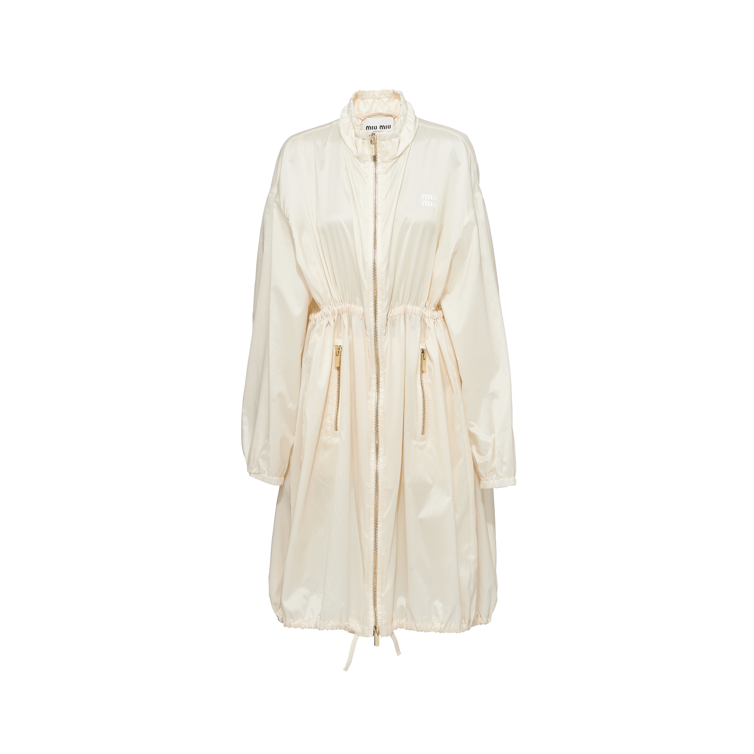 Technical silk coat Ivory | Miu Miu
