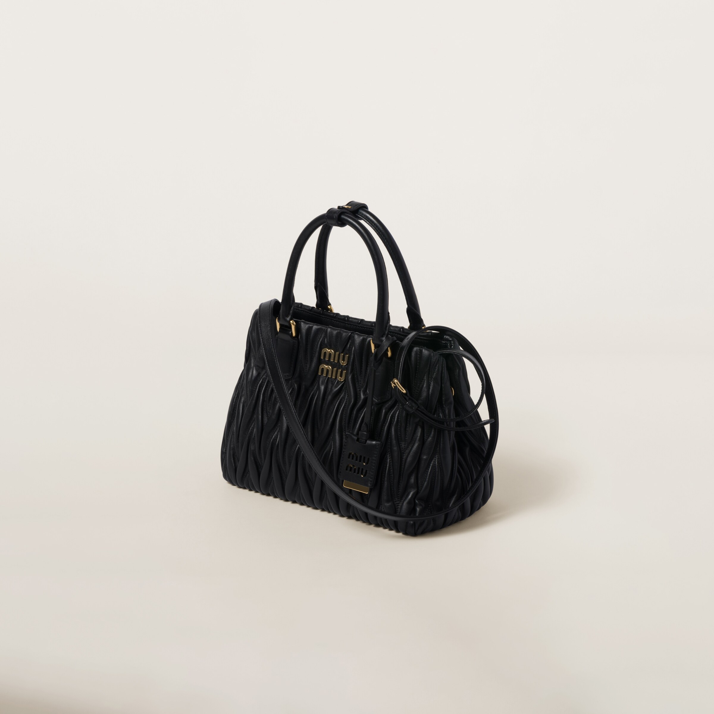 Black Matelassé Nappa Leather Handbag | Miu Miu