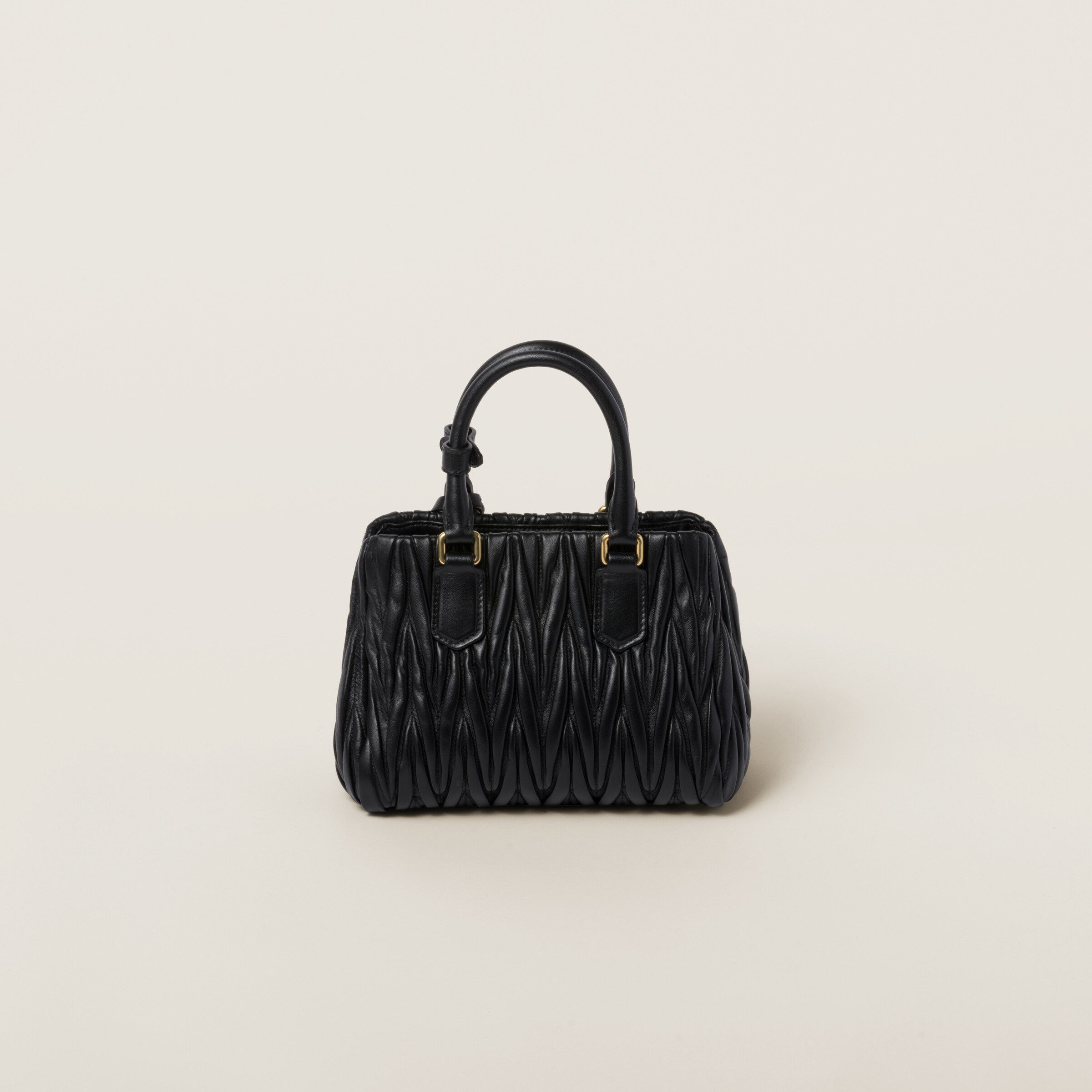 Black Matelassé Nappa Leather Handbag | Miu Miu