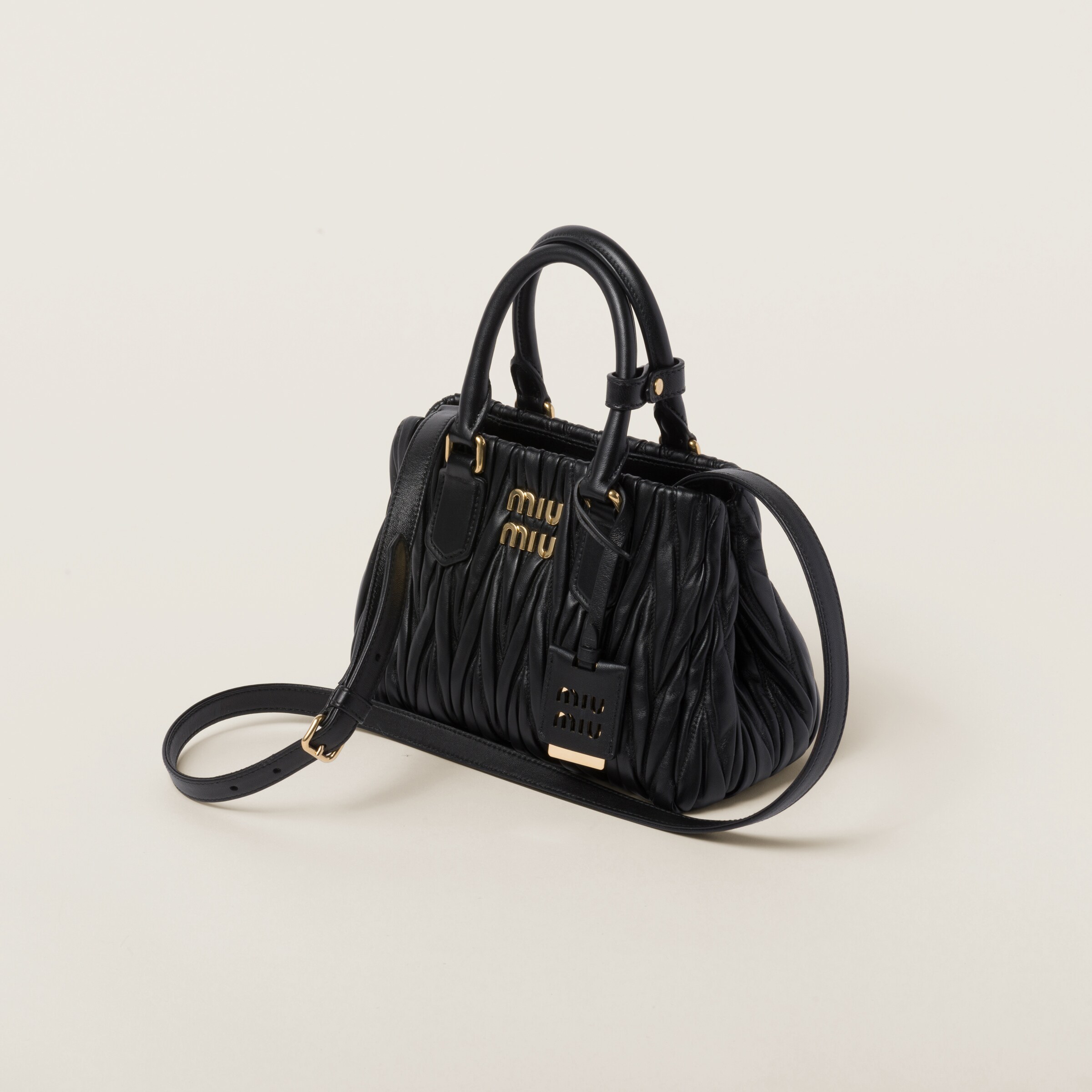 Black Matelassé Nappa Leather Handbag | Miu Miu