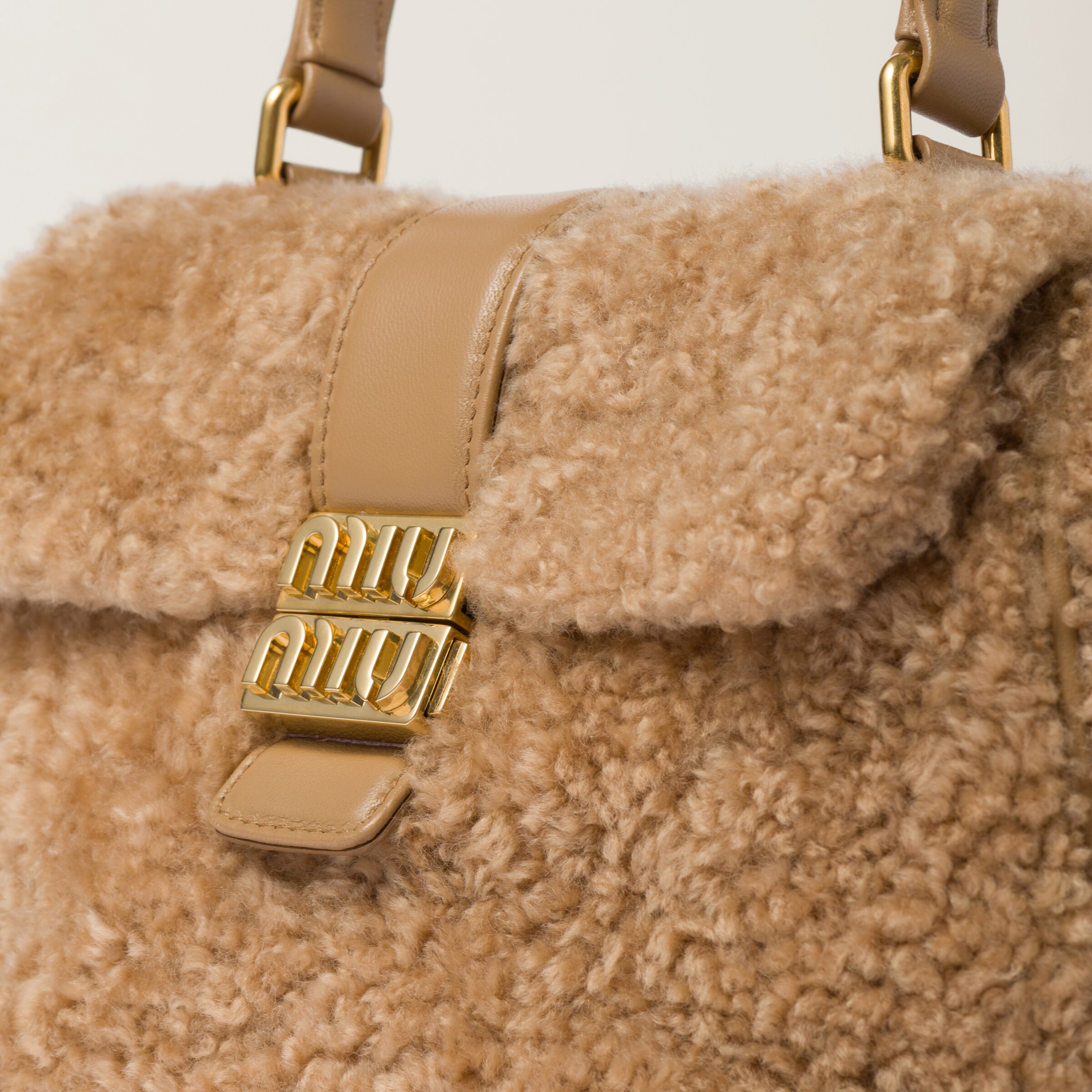 Caramel Shearling Handbag | Miu Miu