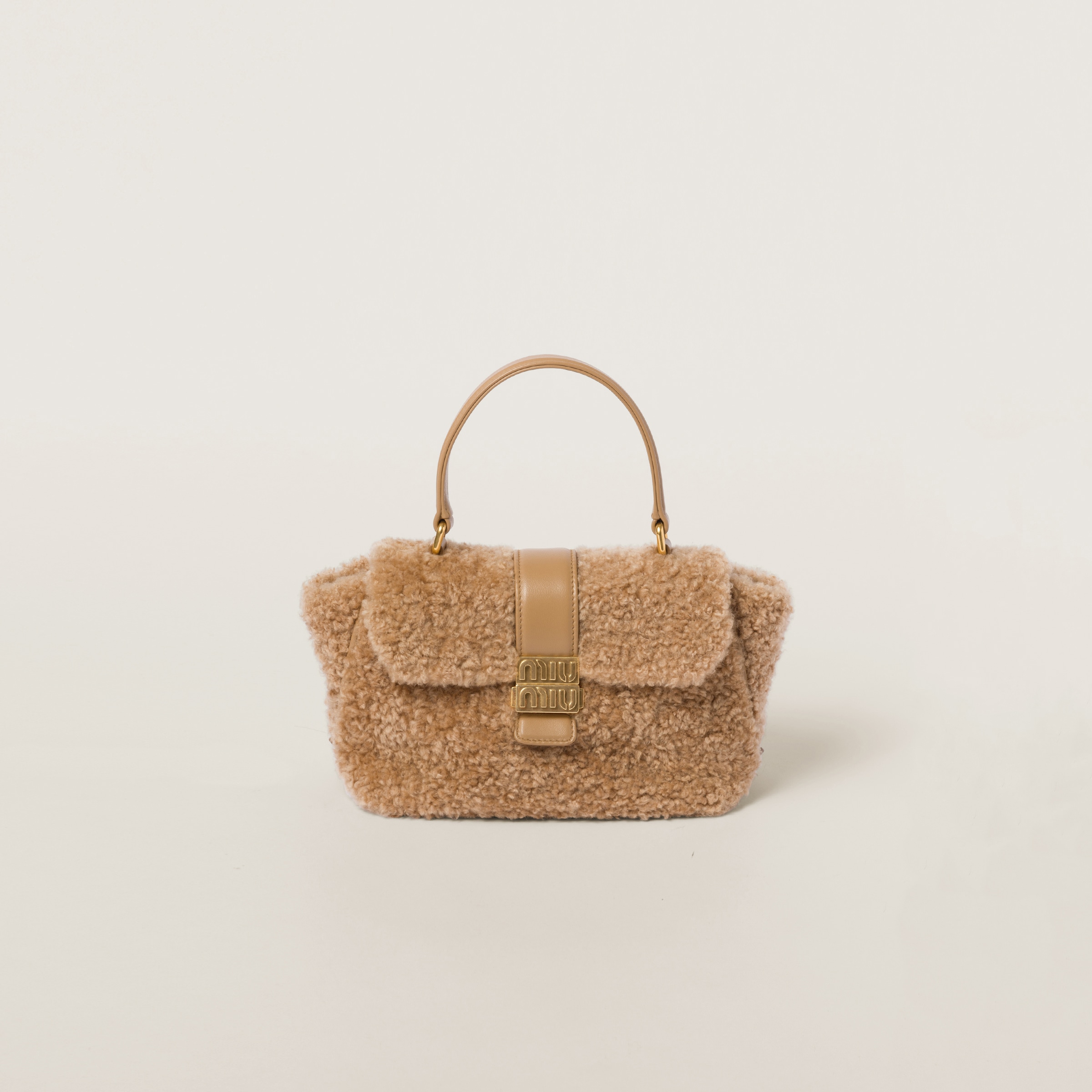 Caramel Shearling Handbag | Miu Miu