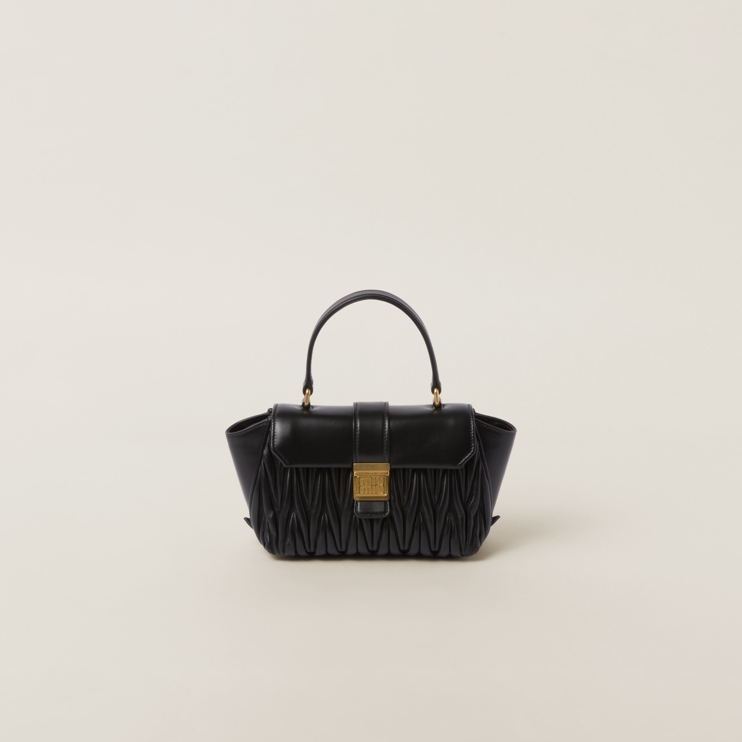 Black Matelassé Nappa Leather Handbag | Miu Miu