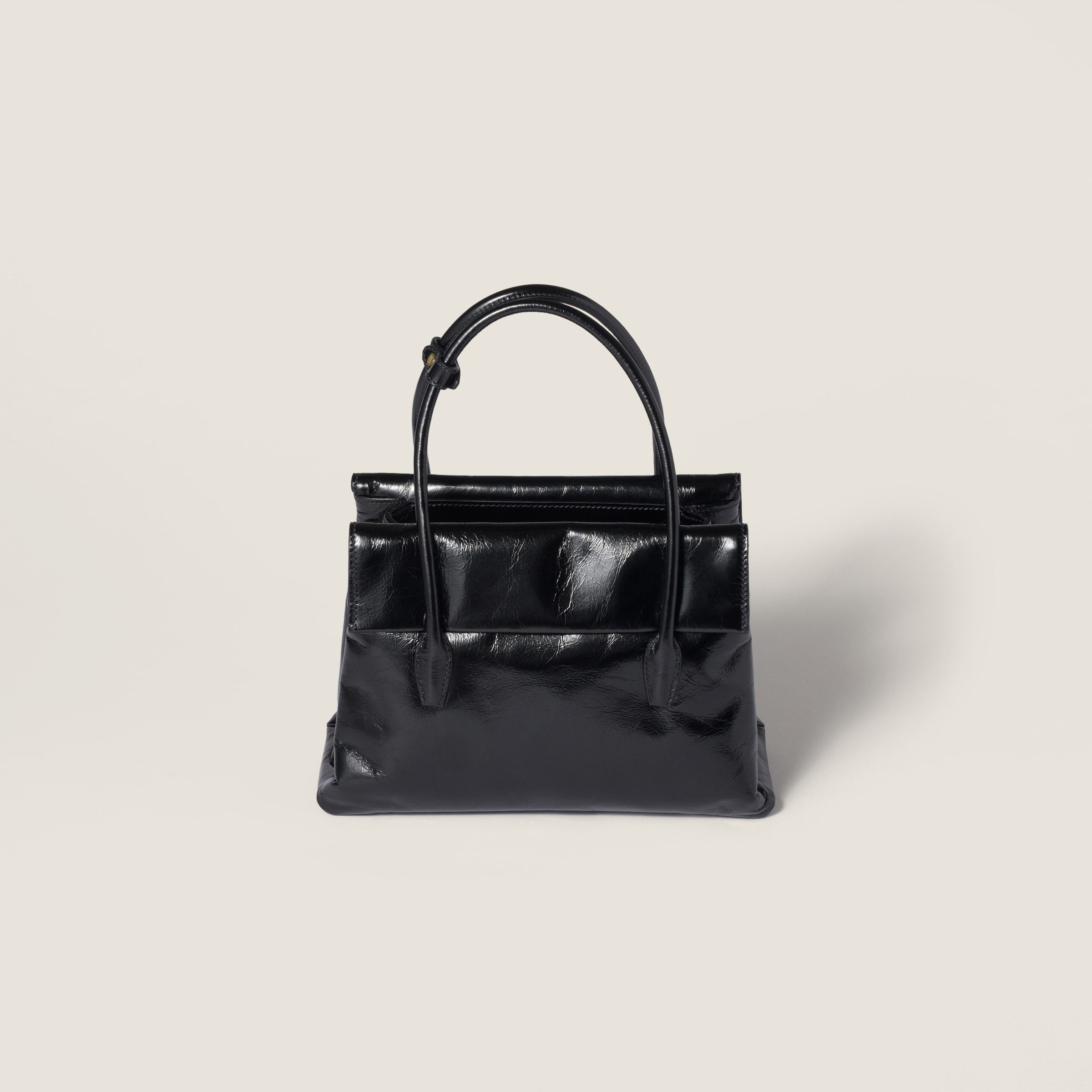 Black Solitaire Shiny Leather Bag | Miu Miu