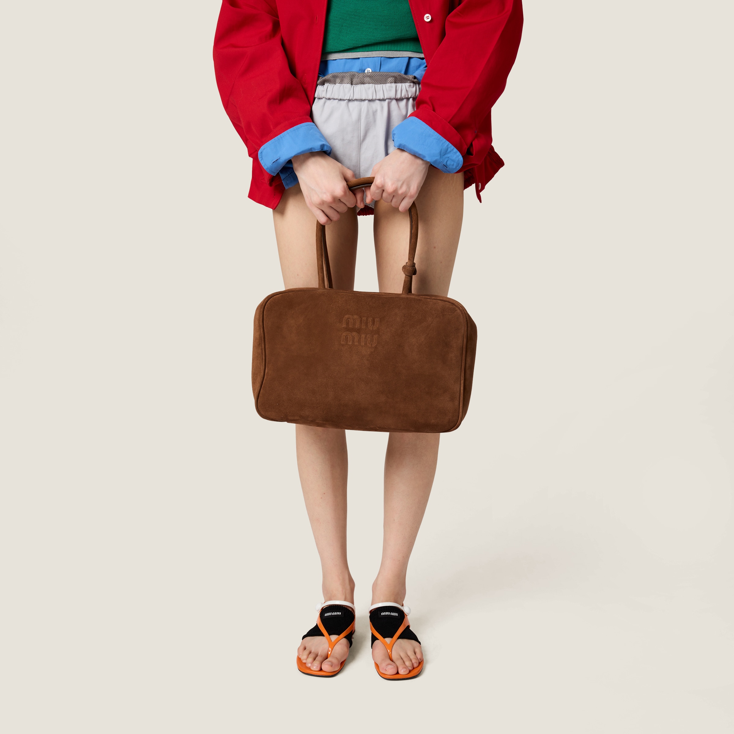 Cocoa Brown Suede Beau Bag | Miu Miu