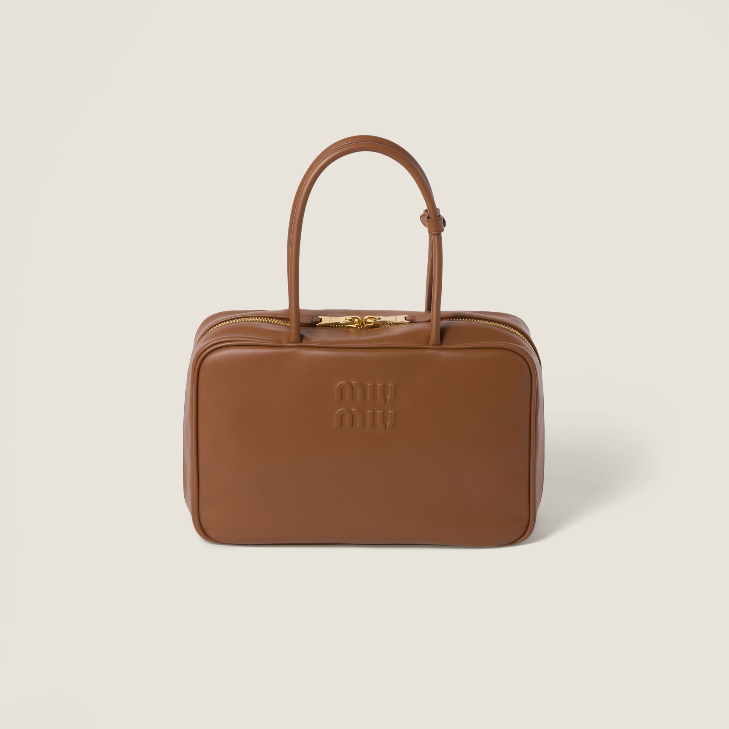 Cognac Leather Top-handle Bag | Miu Miu