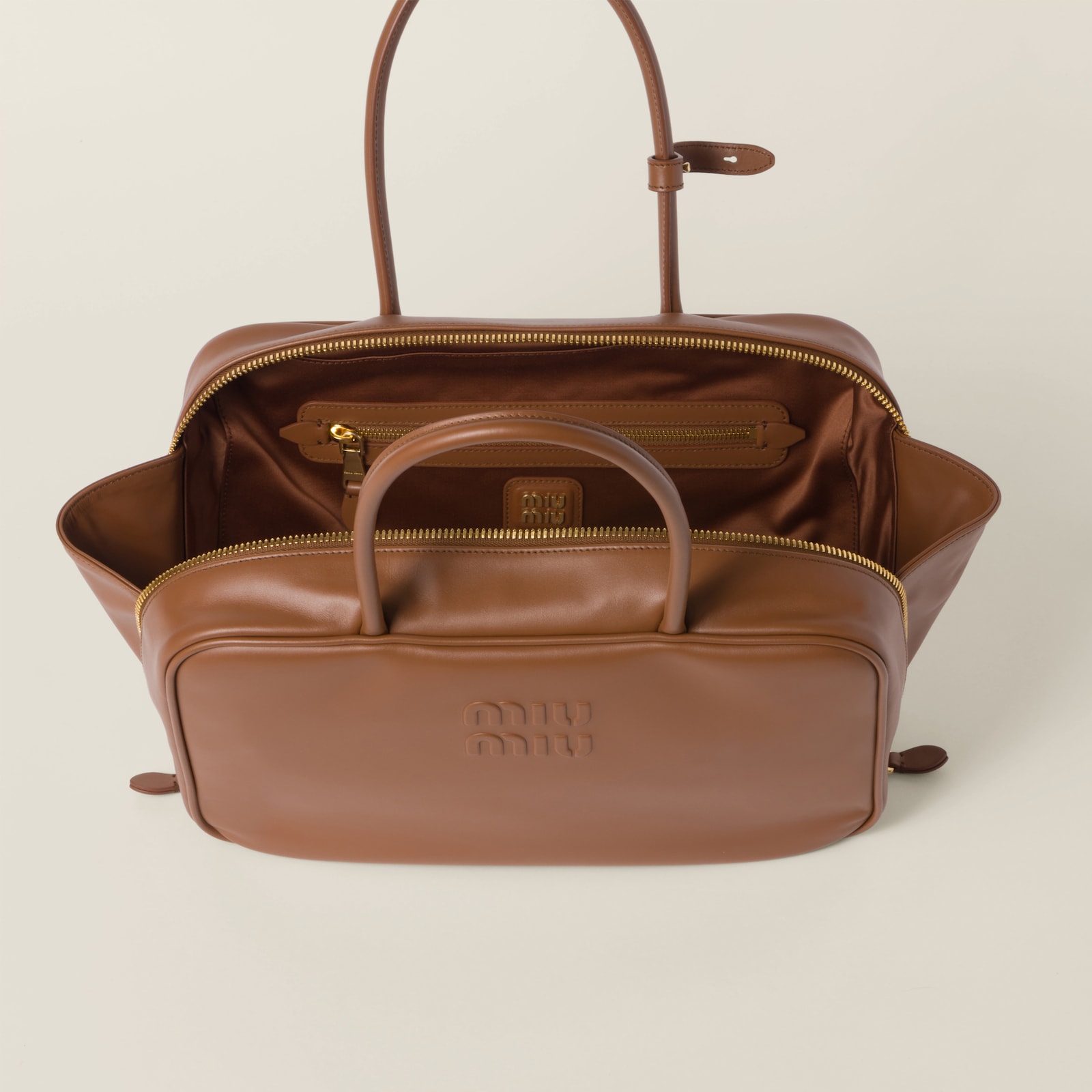 Cognac Leather Beau Bag | Miu Miu