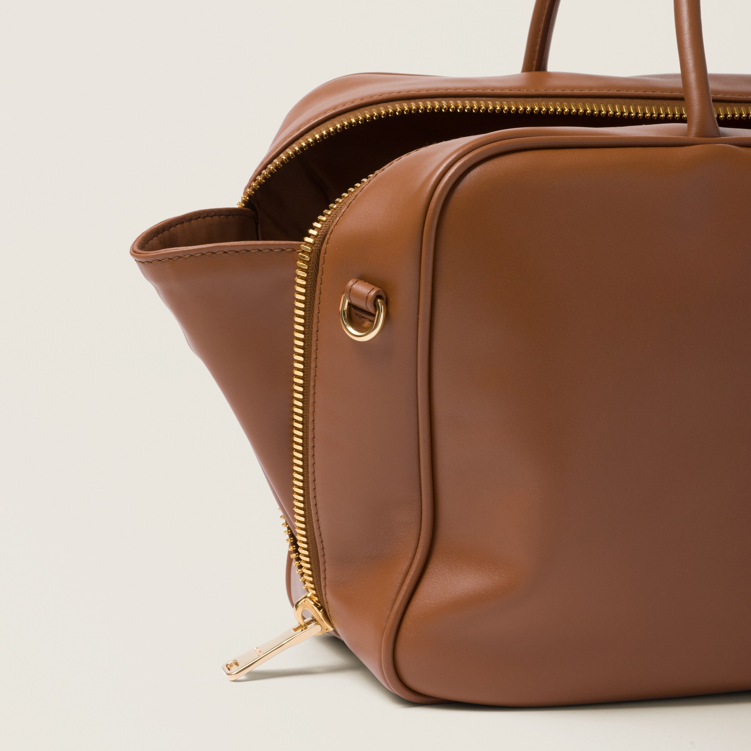 Cognac Leather Beau Bag | Miu Miu