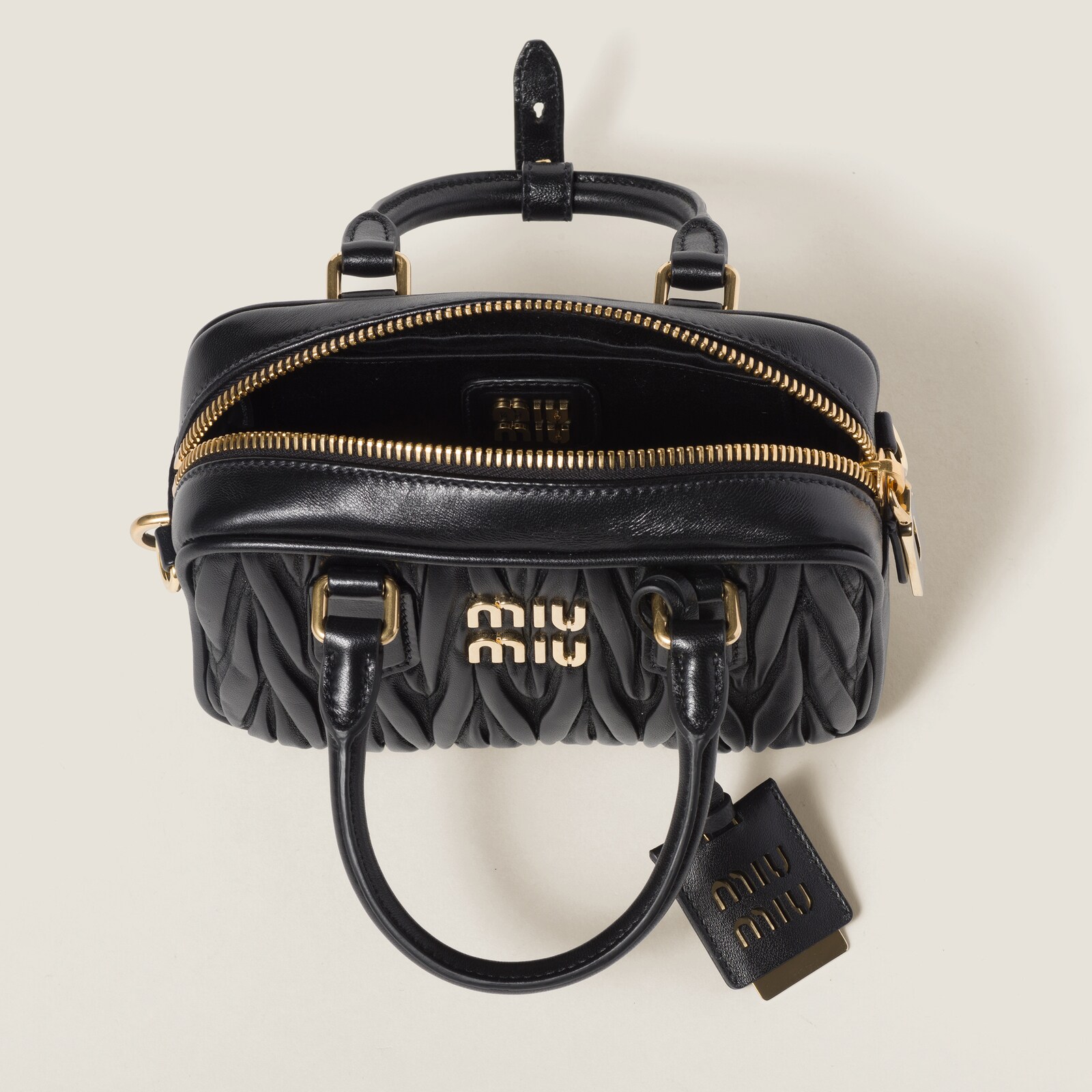 Black Arcadie Matelassé Nappa Leather Bag | Miu Miu