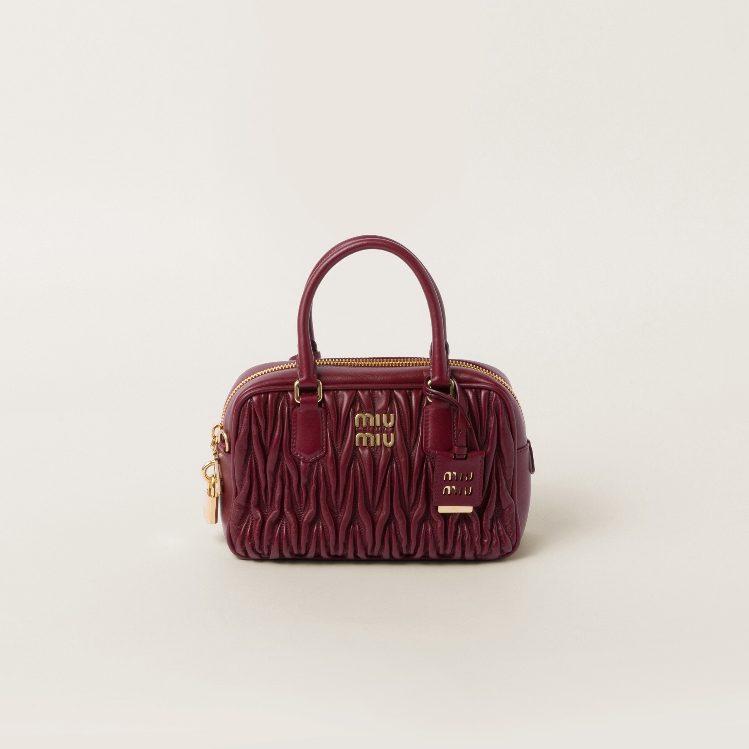 Amaranth Red/maize Yellow Arcadie Matelassé Nappa Leather Bag | Miu Miu