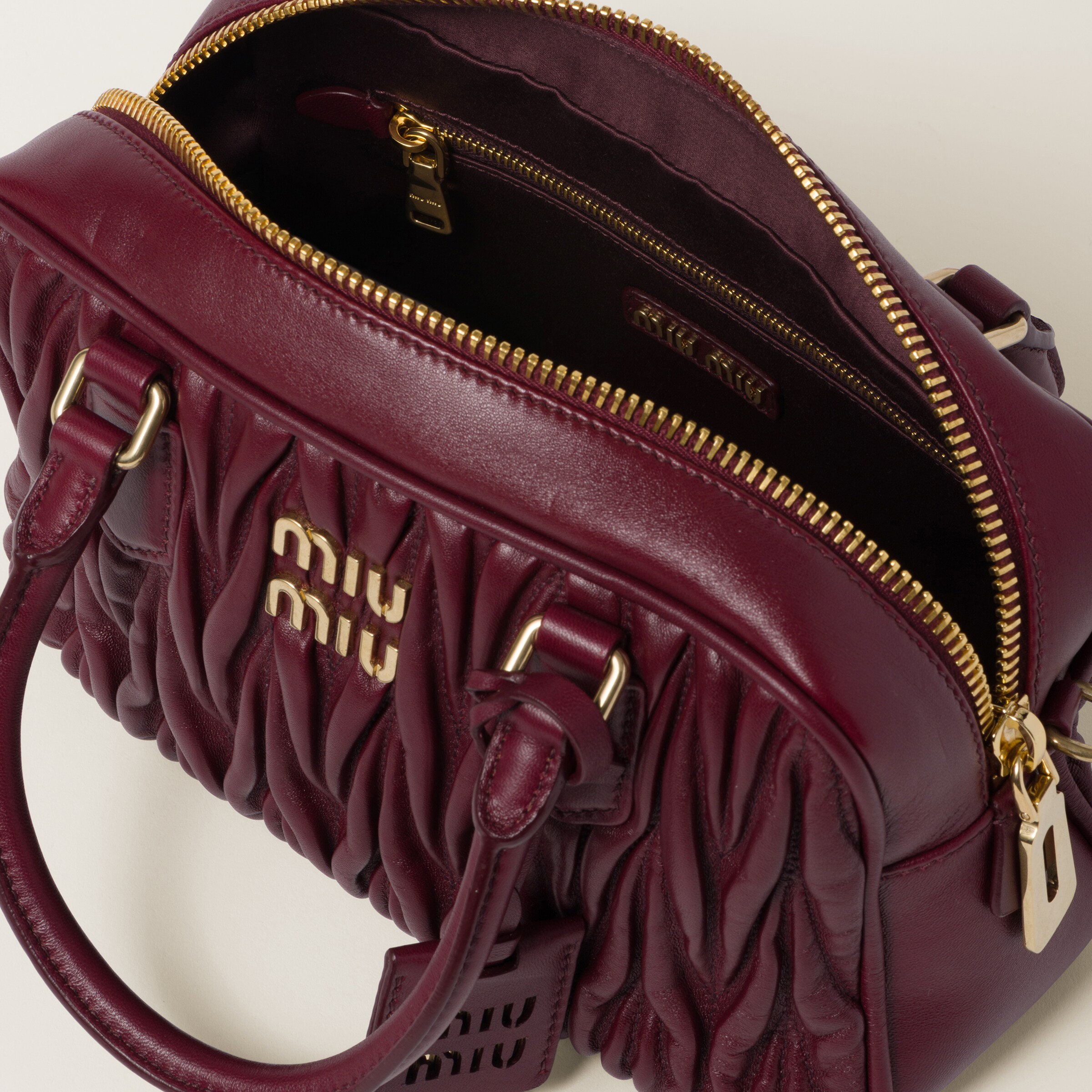 Amaranth Red/maize Yellow Arcadie Matelassé Nappa Leather Bag | Miu Miu