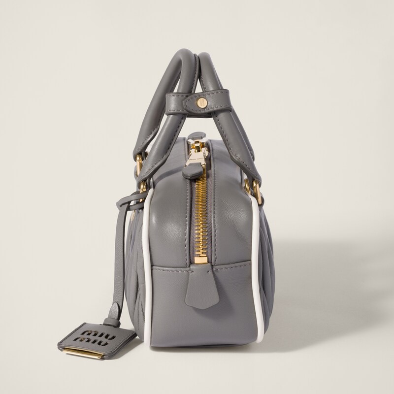 Marble Gray / White Arcadie Matelassé Nappa Leather Bag | Miu Miu