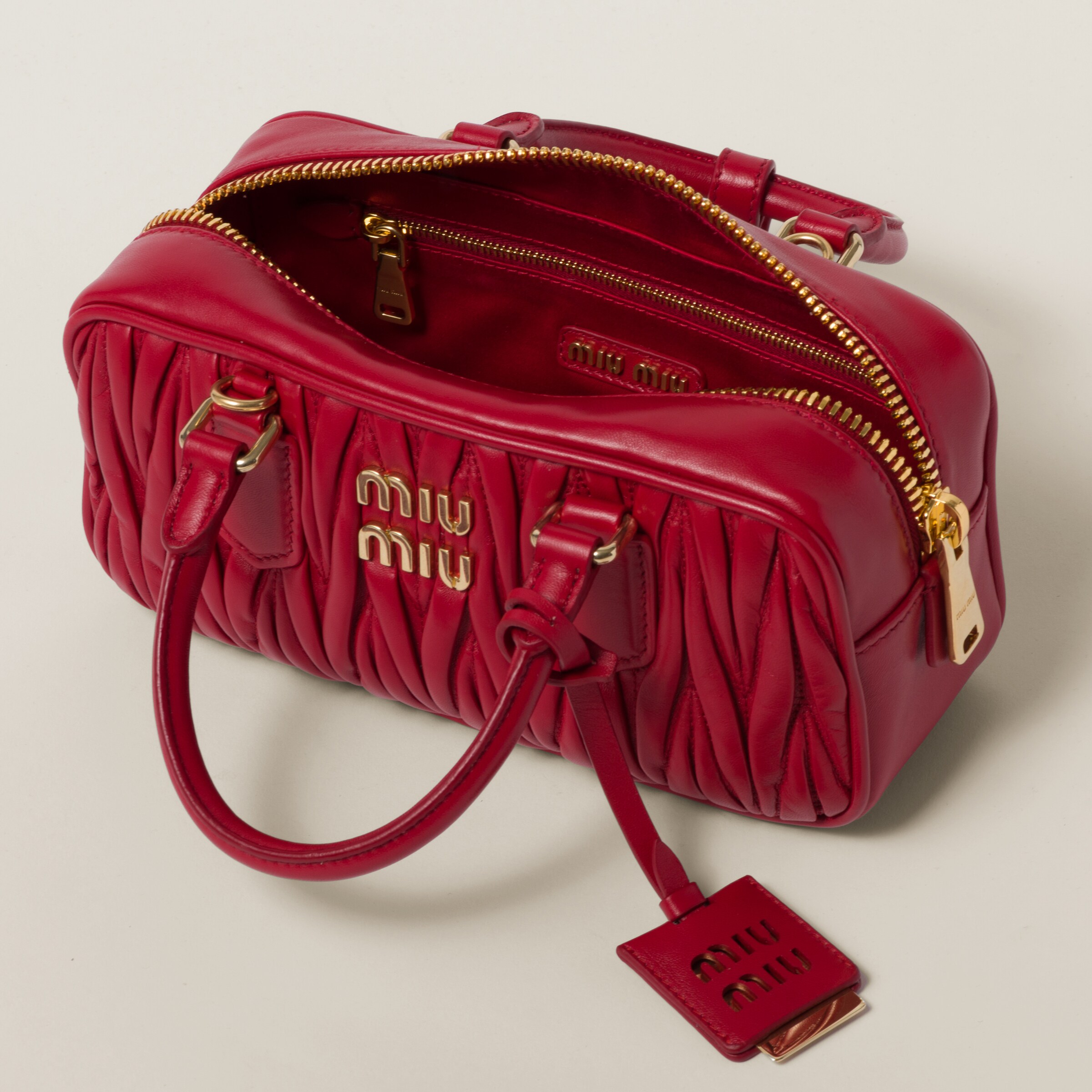 Red Arcadie Matelassé Nappa Leather Bag | Miu Miu