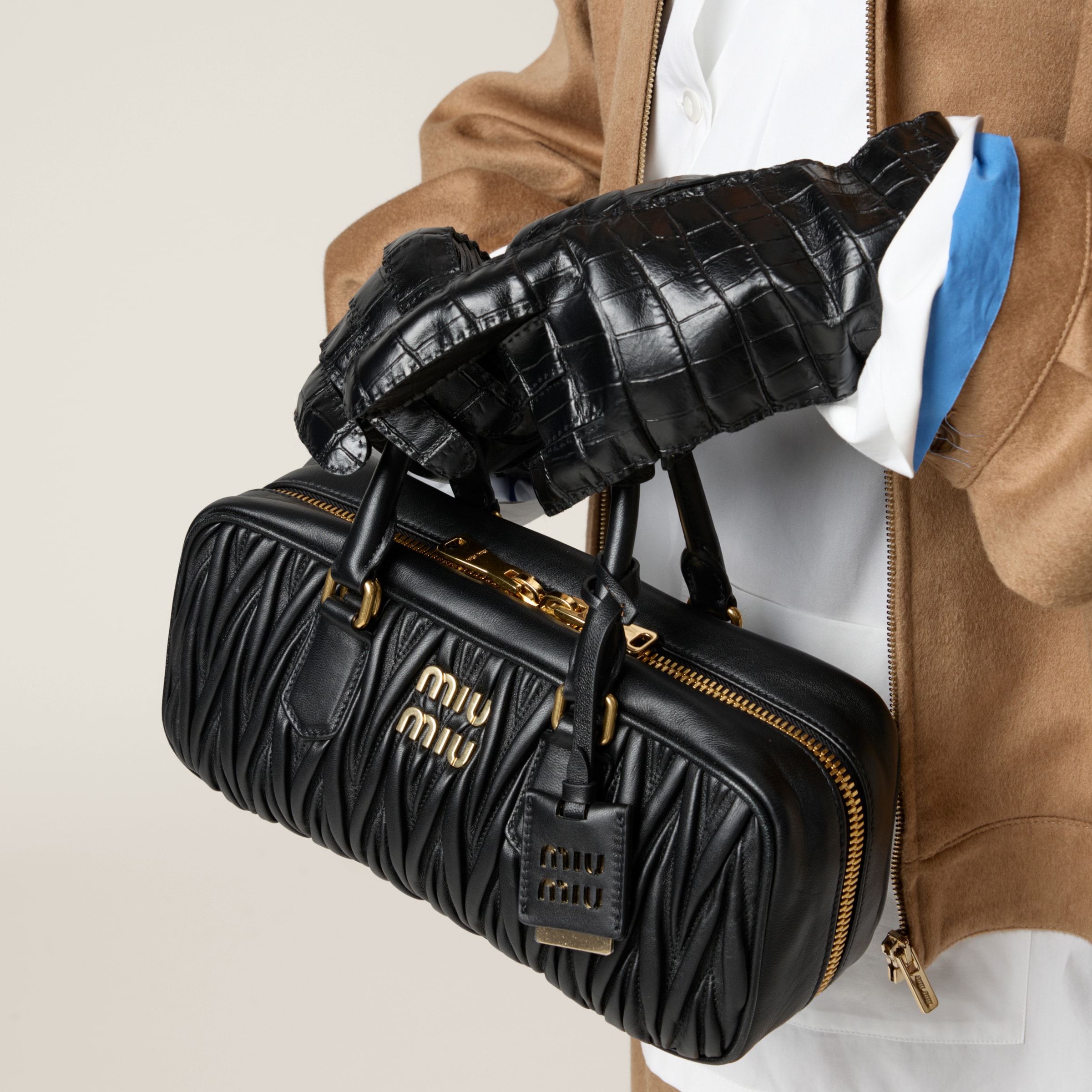 Black Arcadie Matelassé Nappa Leather Bag | Miu Miu