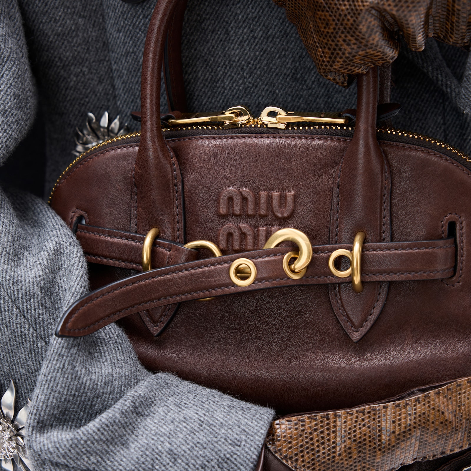 Briarwood Aventure Nappa Leather Top-handle Bag | Miu Miu