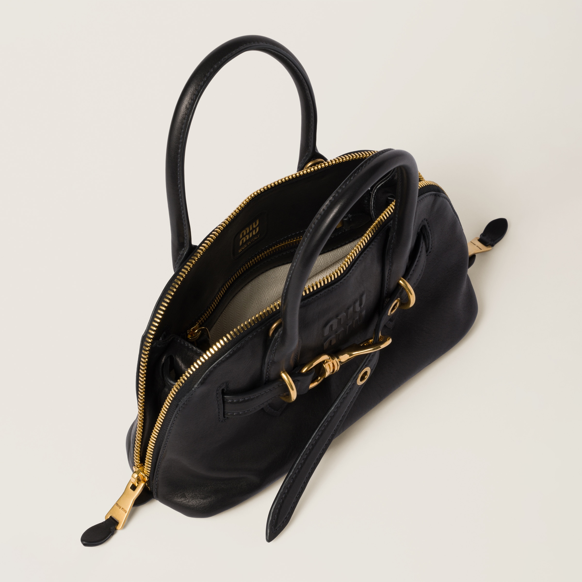 Black Aventure Nappa Leather Top-handle Bag | Miu Miu - United States