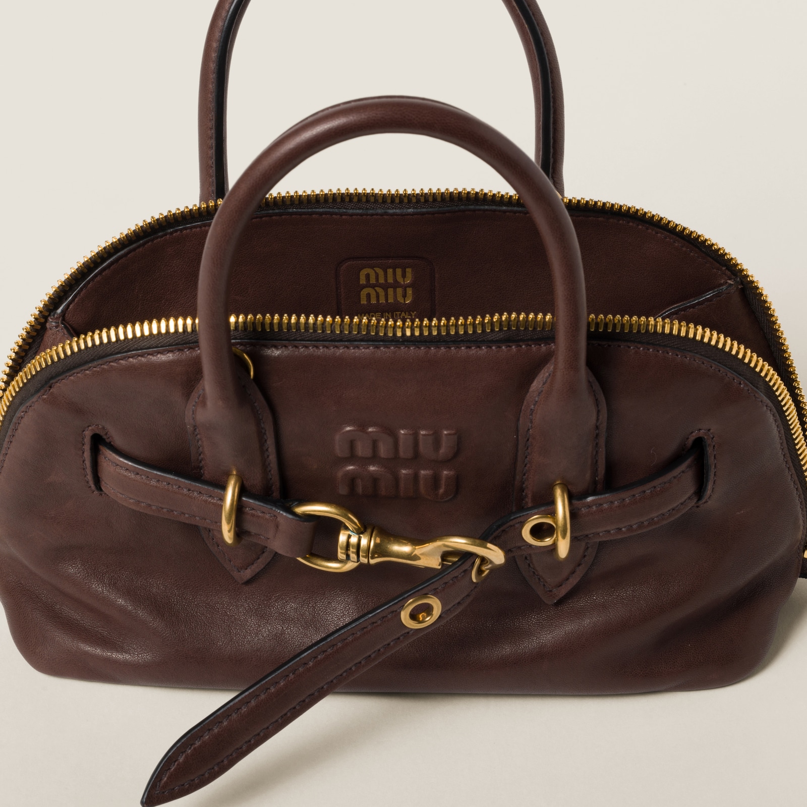 Briarwood Aventure Nappa Leather Top-handle Bag | Miu Miu