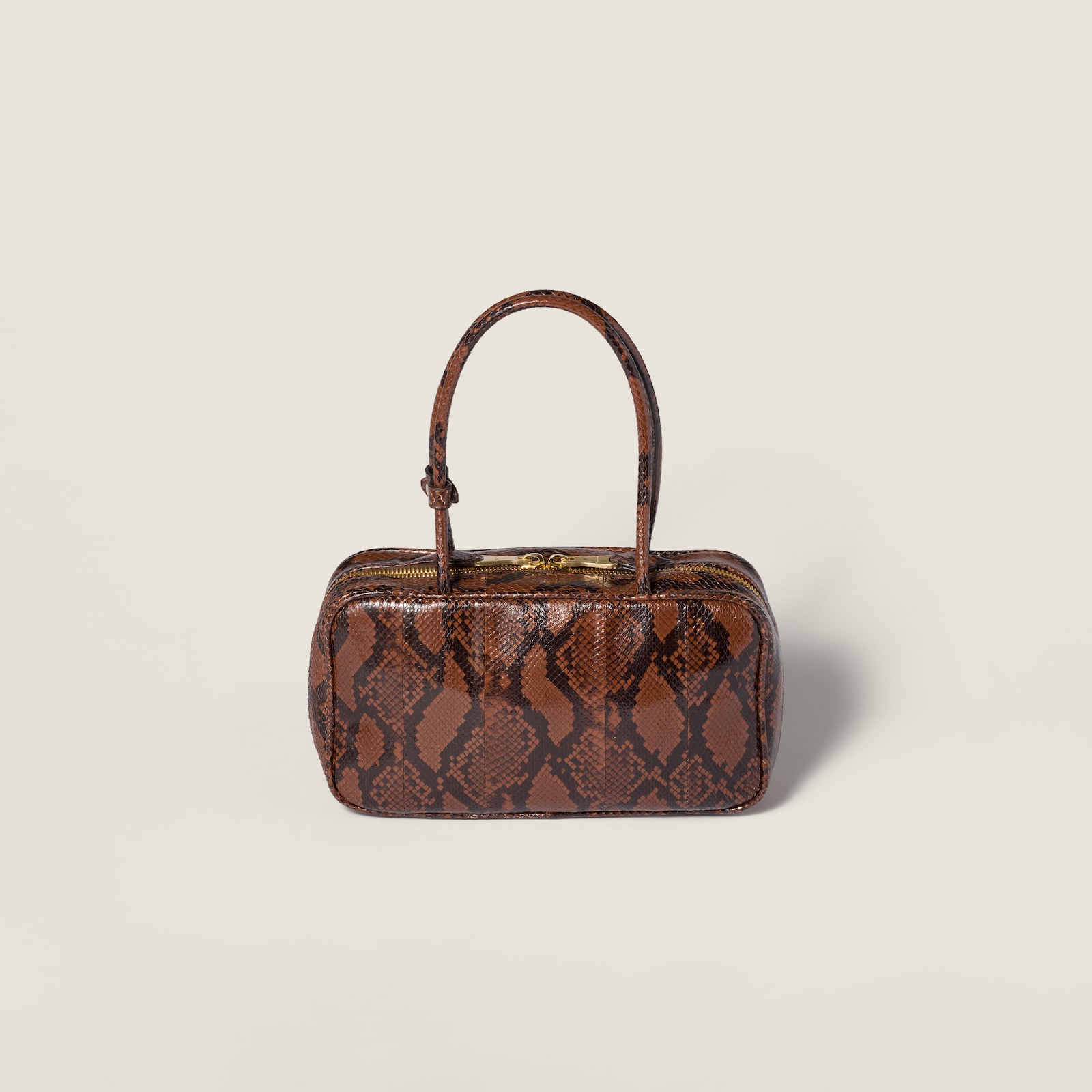 Tobacco Beau Python-printed Ayers Leather Bag | Miu Miu