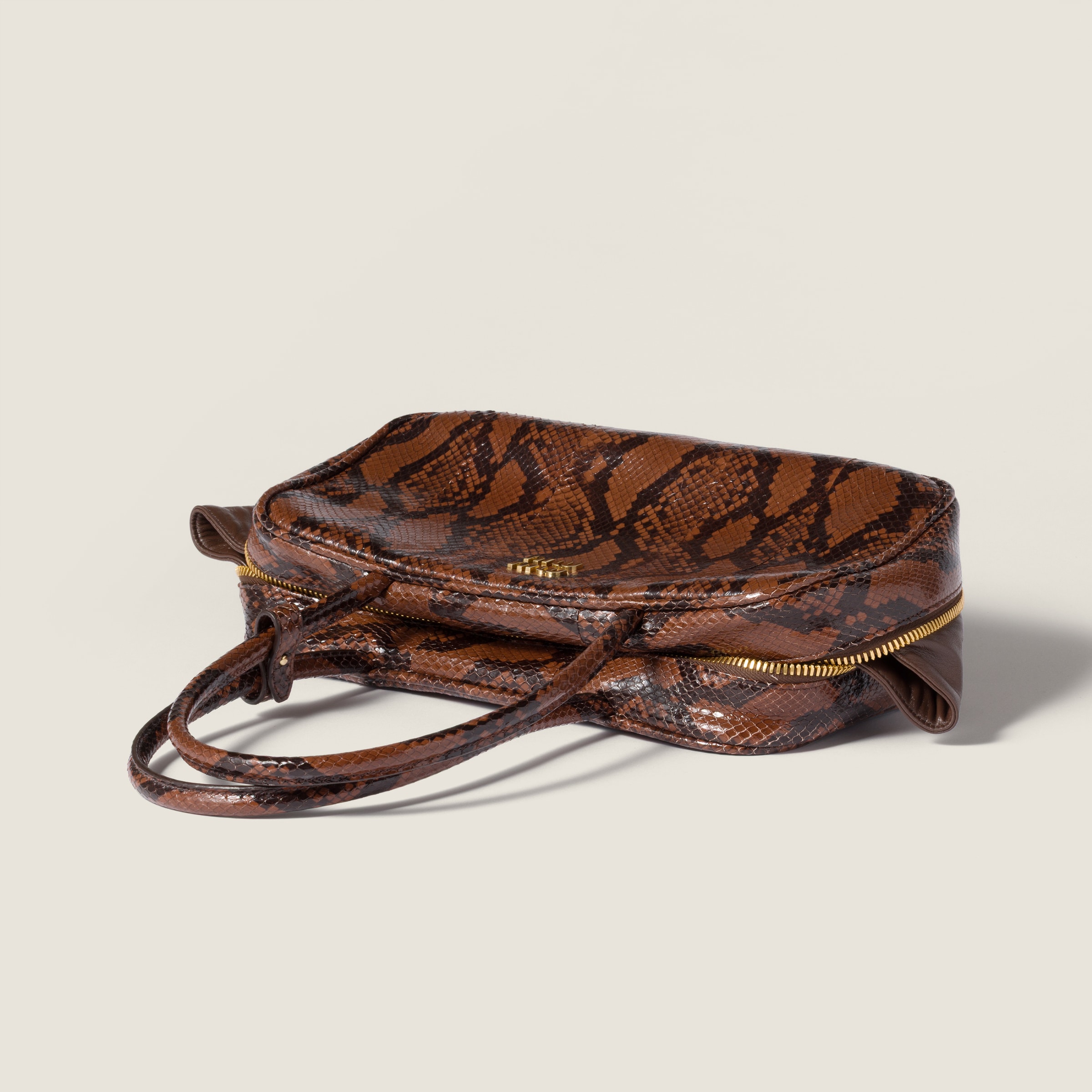 Tobacco Beau Python-printed Ayers Leather Bag | Miu Miu