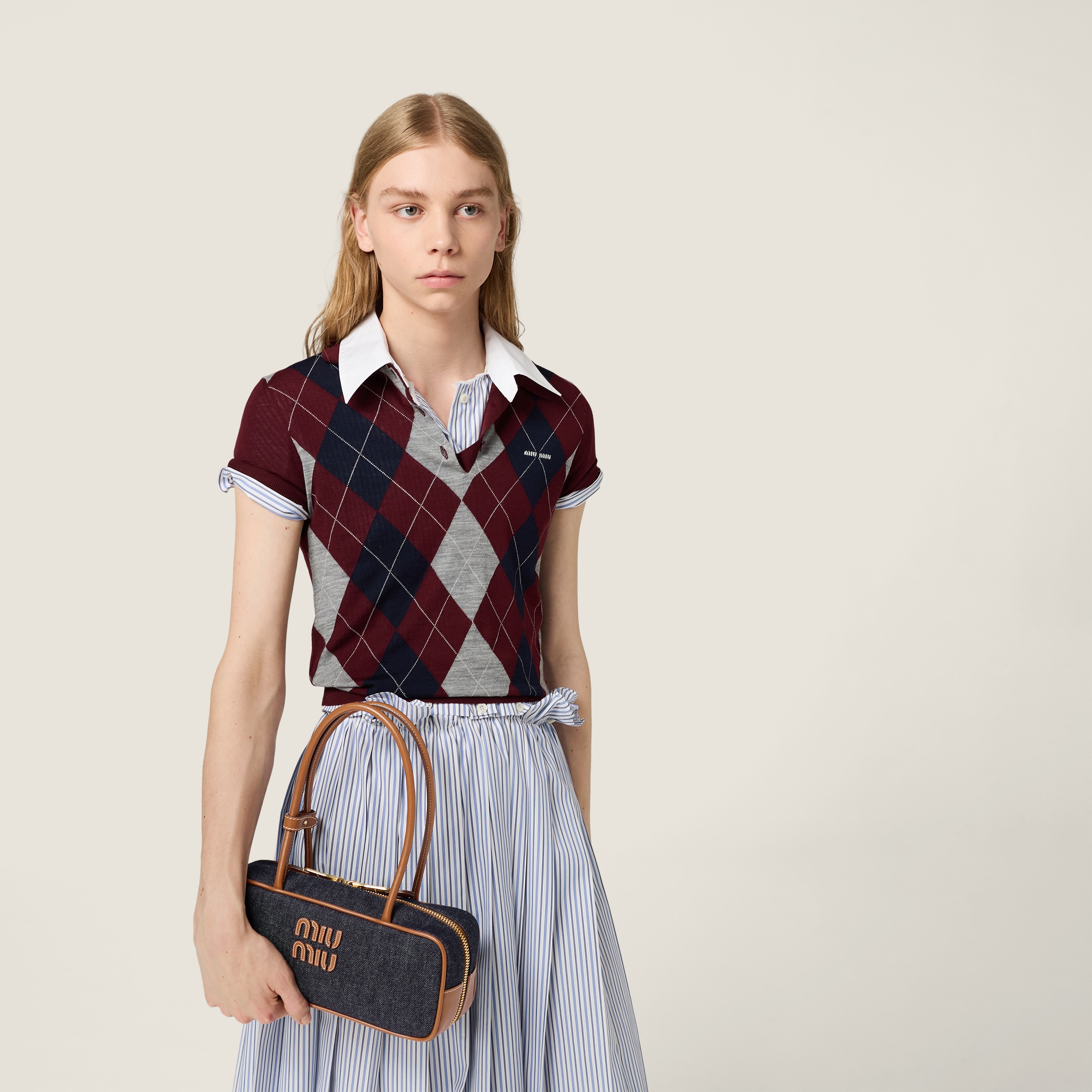 Blue/brandy Beau Denim Bag | Miu Miu