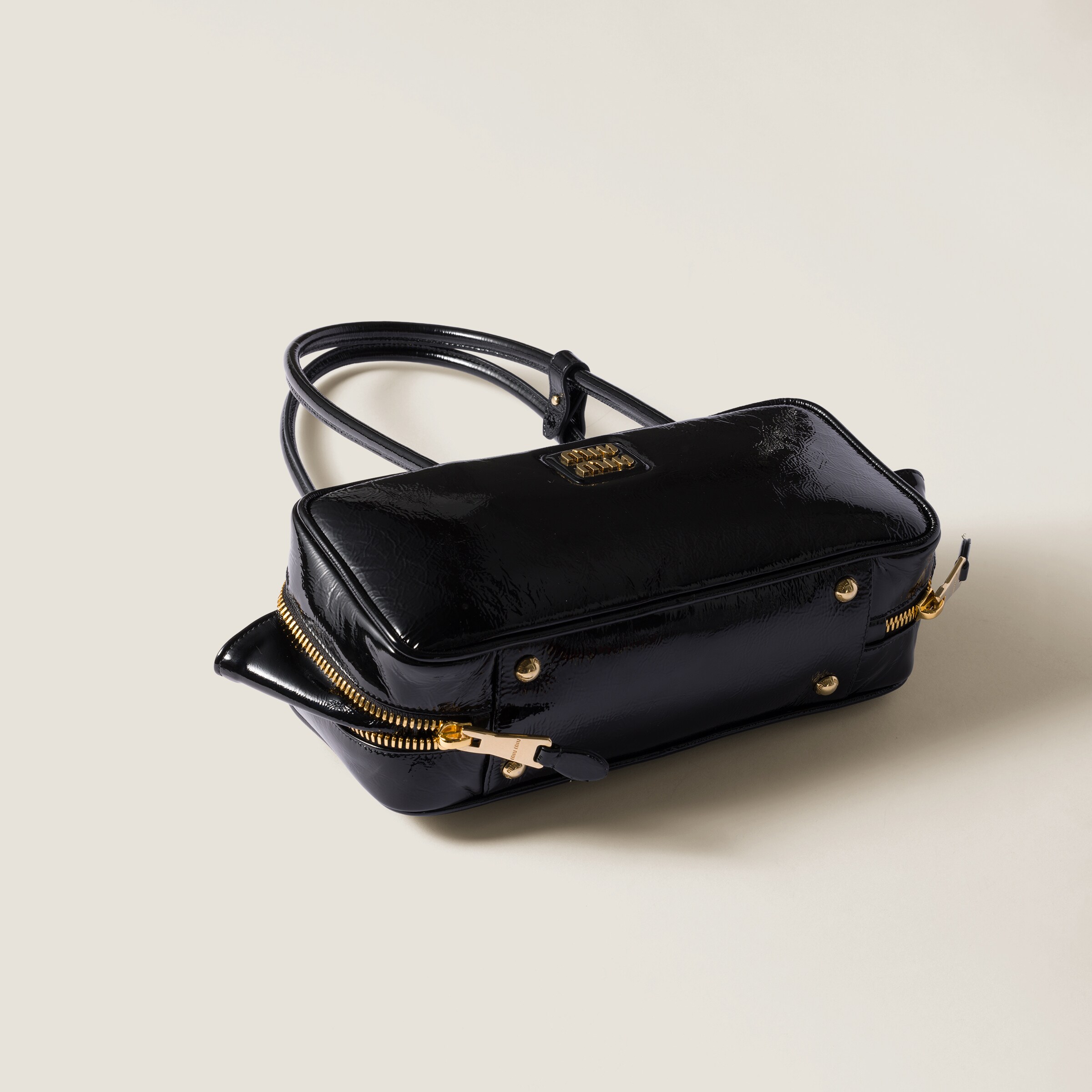 Black Beau Naplak Patent Leather Bag Miu Miu