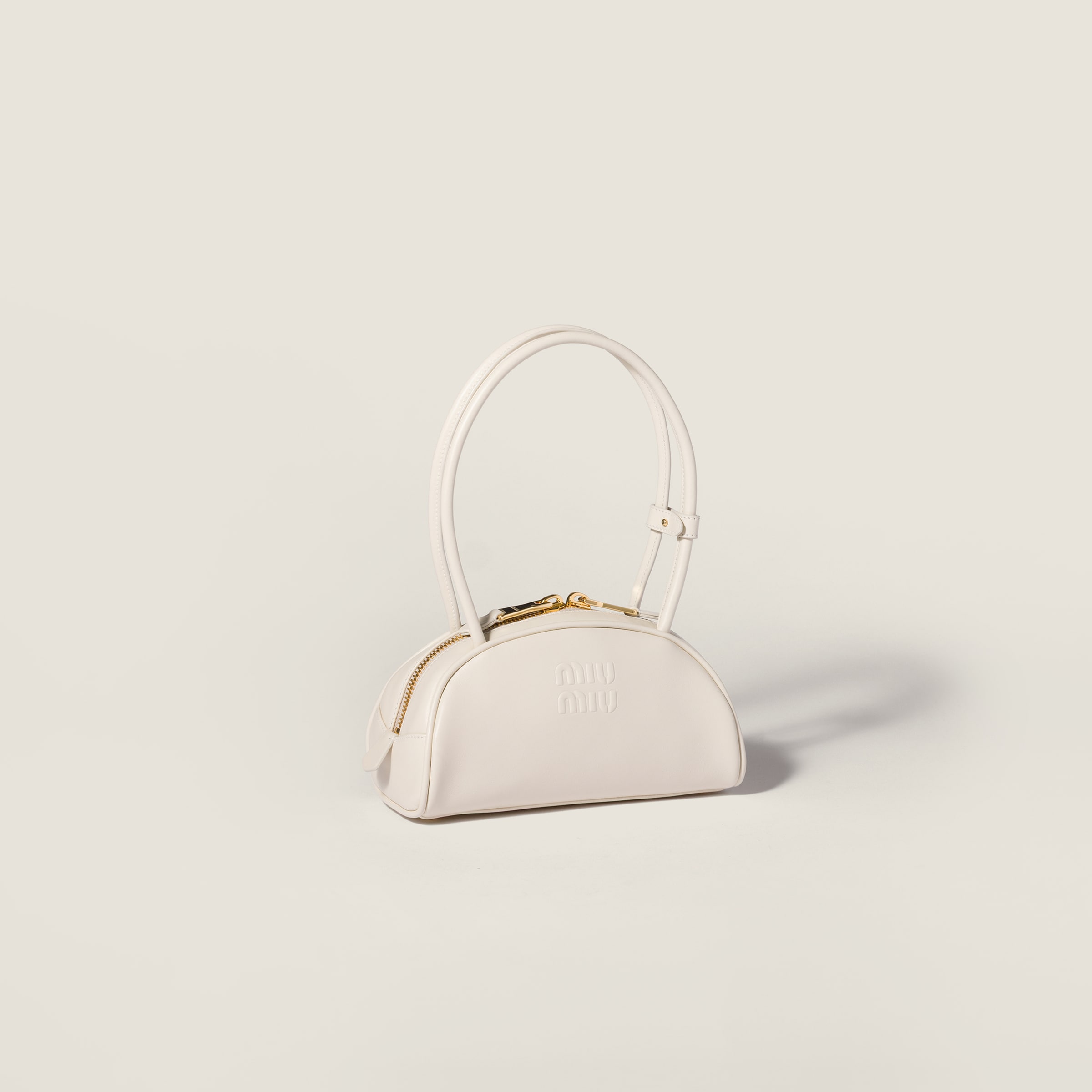 Chalk White Beau Leather Bag | Miu Miu