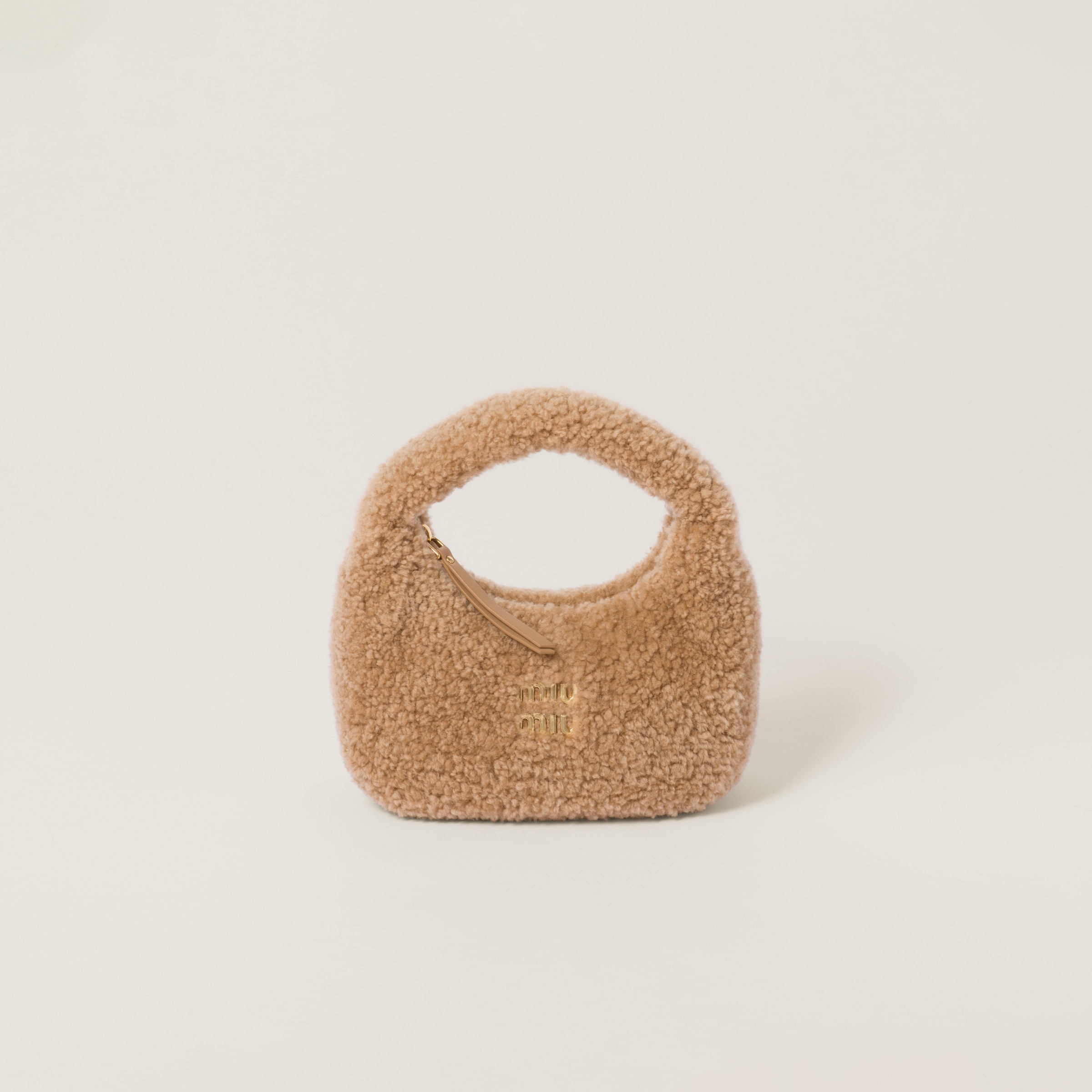 Caramel Wander Shearling Hobo Bag | Miu Miu