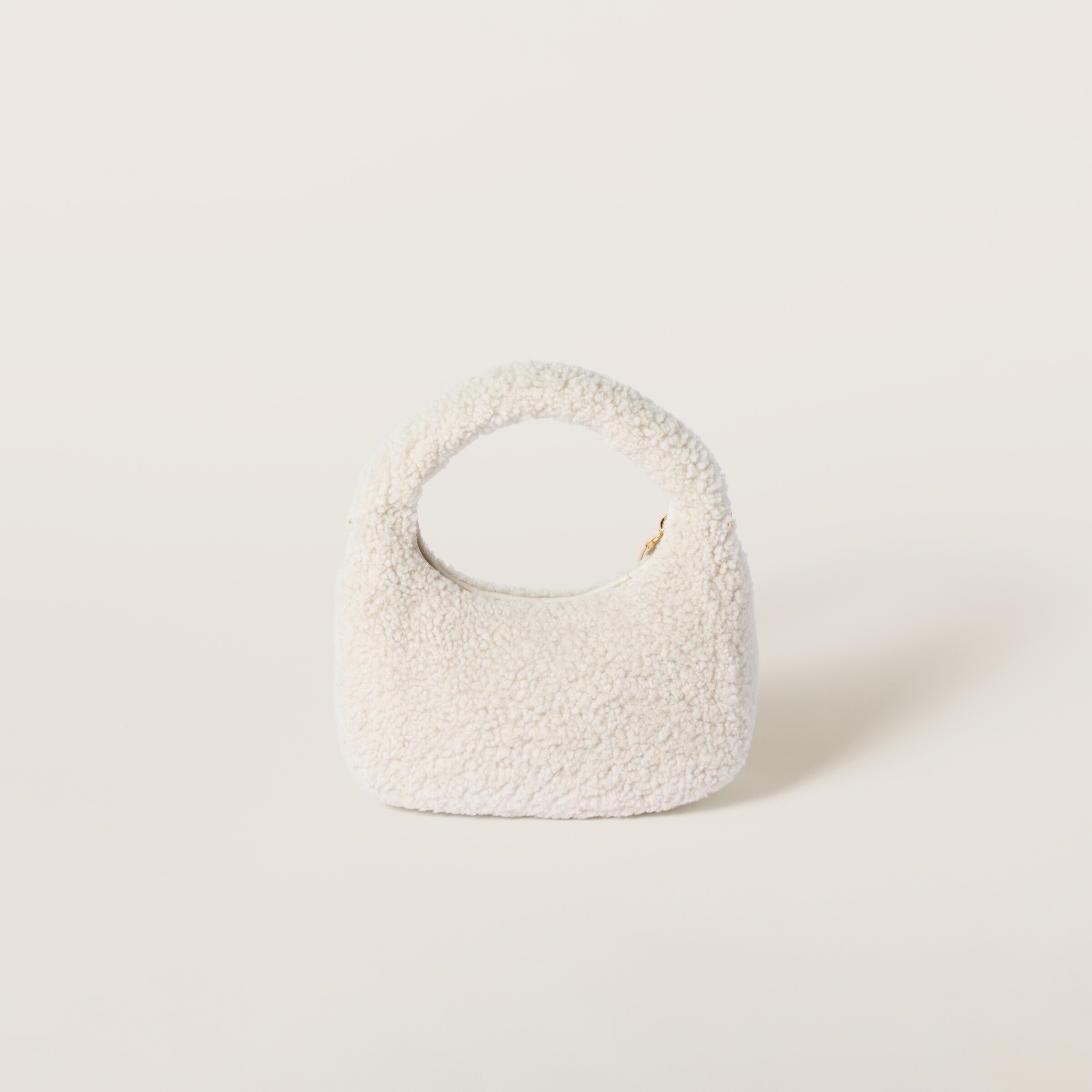 Ivory Wander Shearling Hobo Bag | Miu Miu