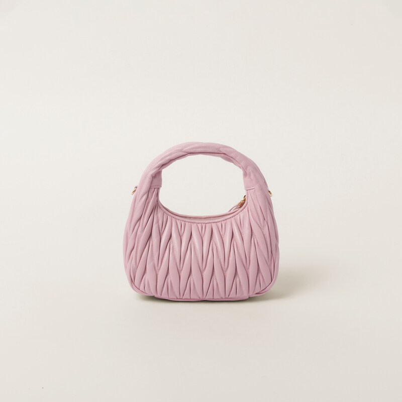 Alabaster Pink Wander Matelassé Nappa Leather Hobo Bag | Miu Miu