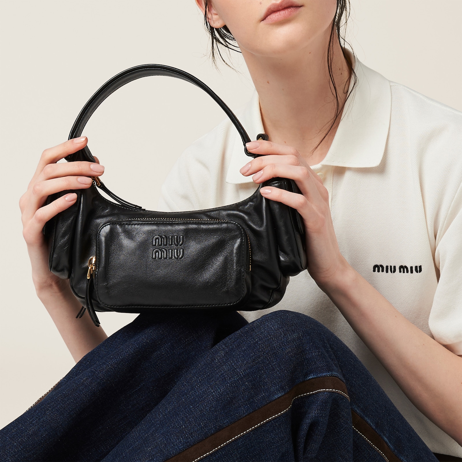Black Nappa Leather Pocket Bag | Miu Miu