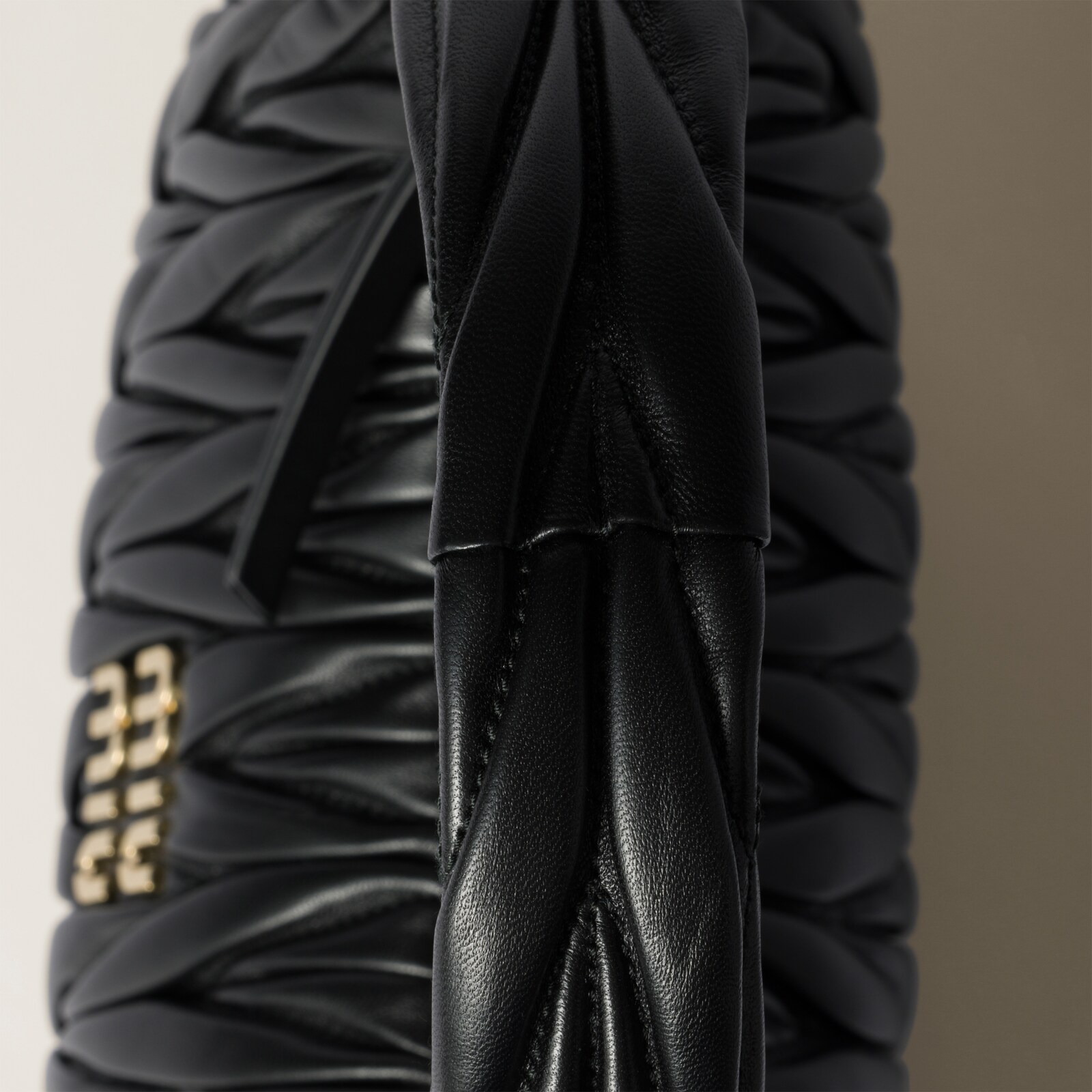 Black Wander Matelassé Nappa Leather Hobo Bag | Miu Miu