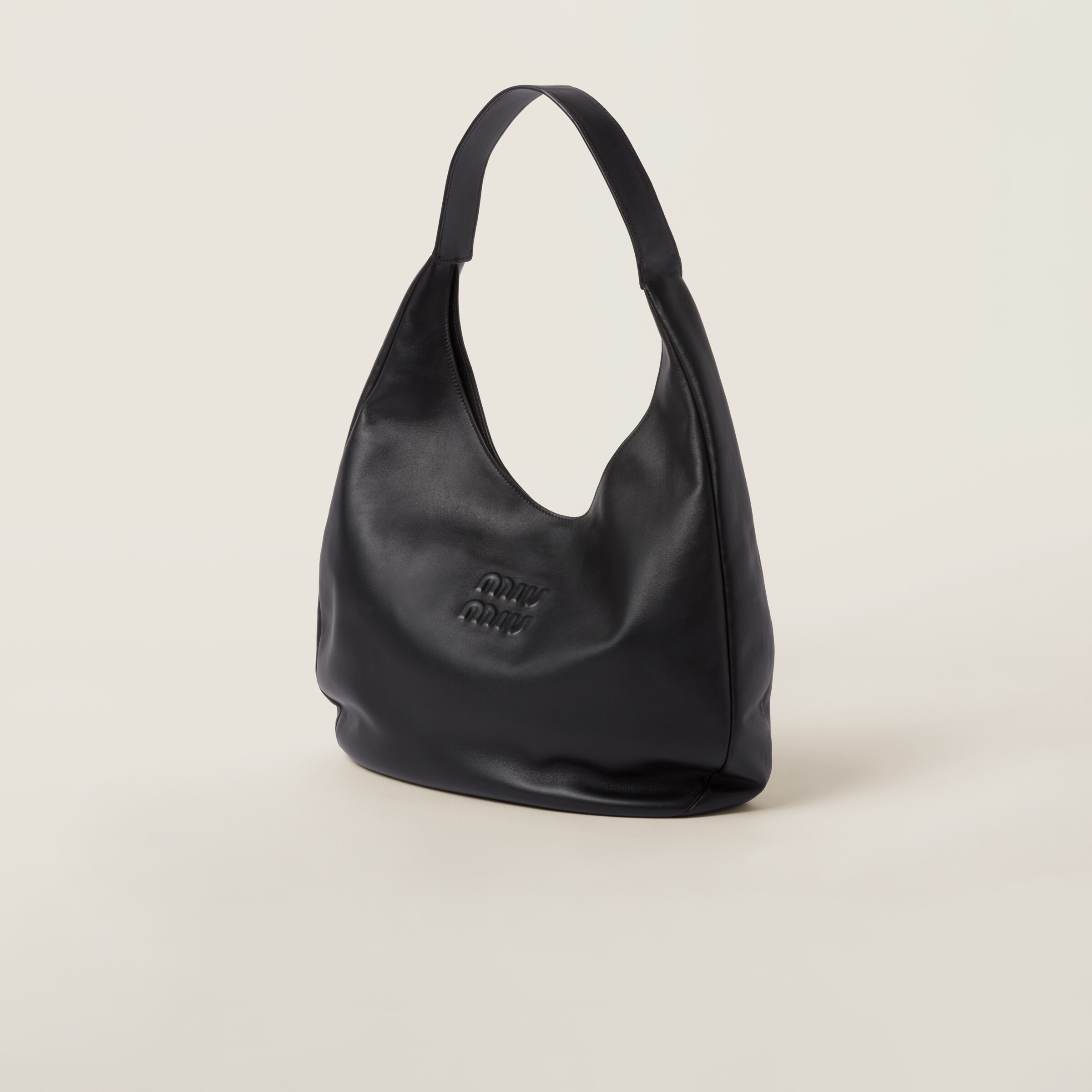 Black Leather Hobo Bag | Miu Miu