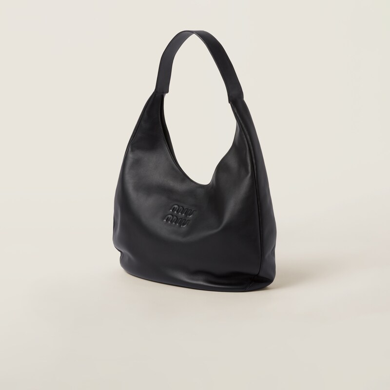Black Leather Hobo Bag | Miu Miu