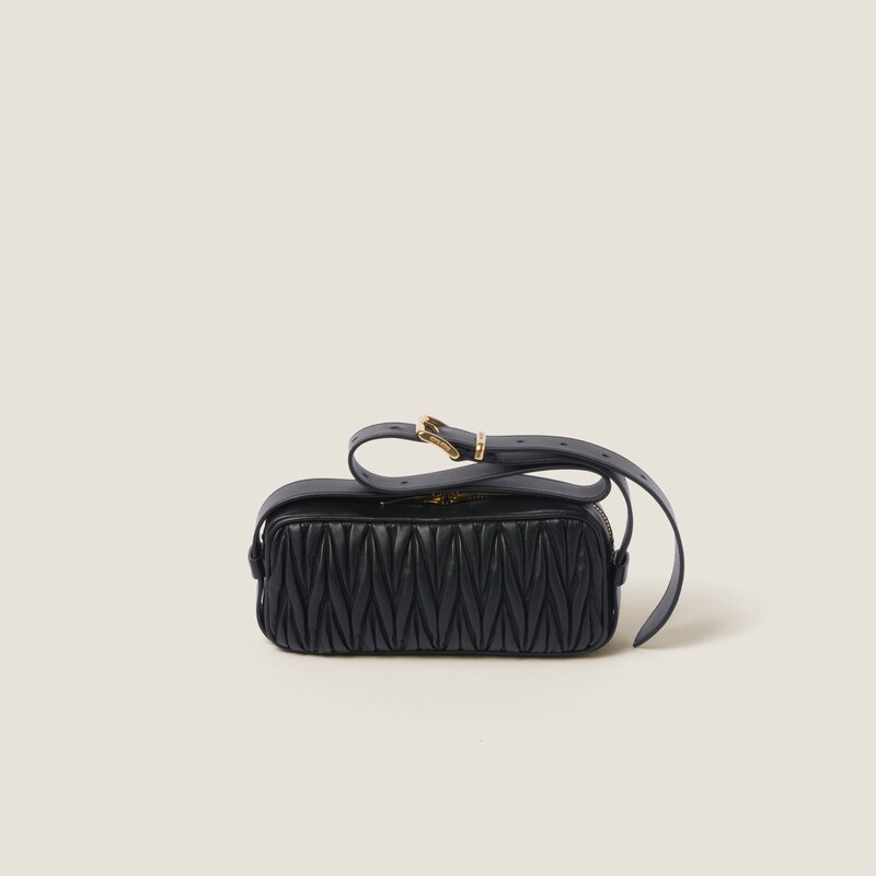 Black Matelassé Nappa Leather Shoulder Bag | Miu Miu