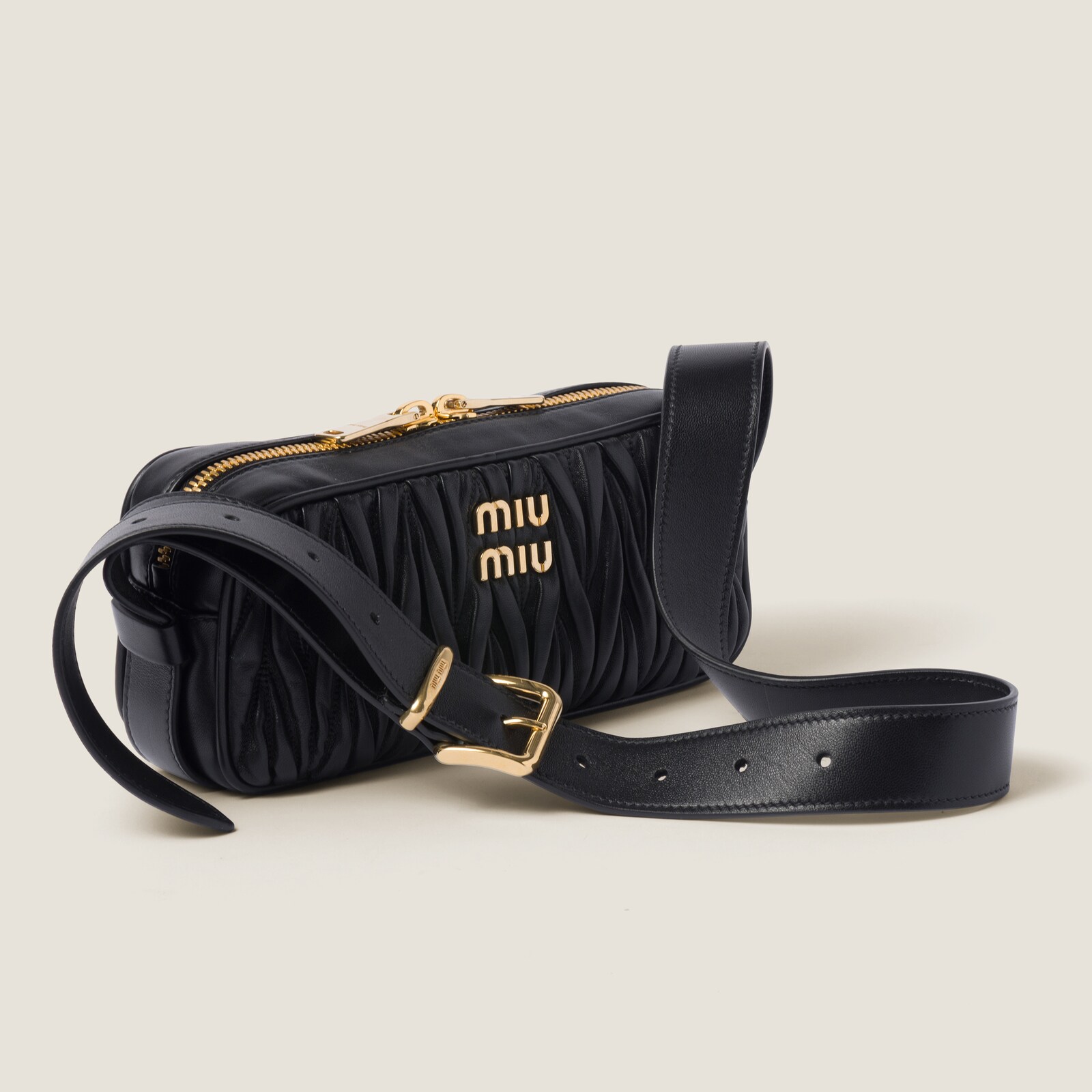 Black Matelassé Nappa Leather Shoulder Bag | Miu Miu