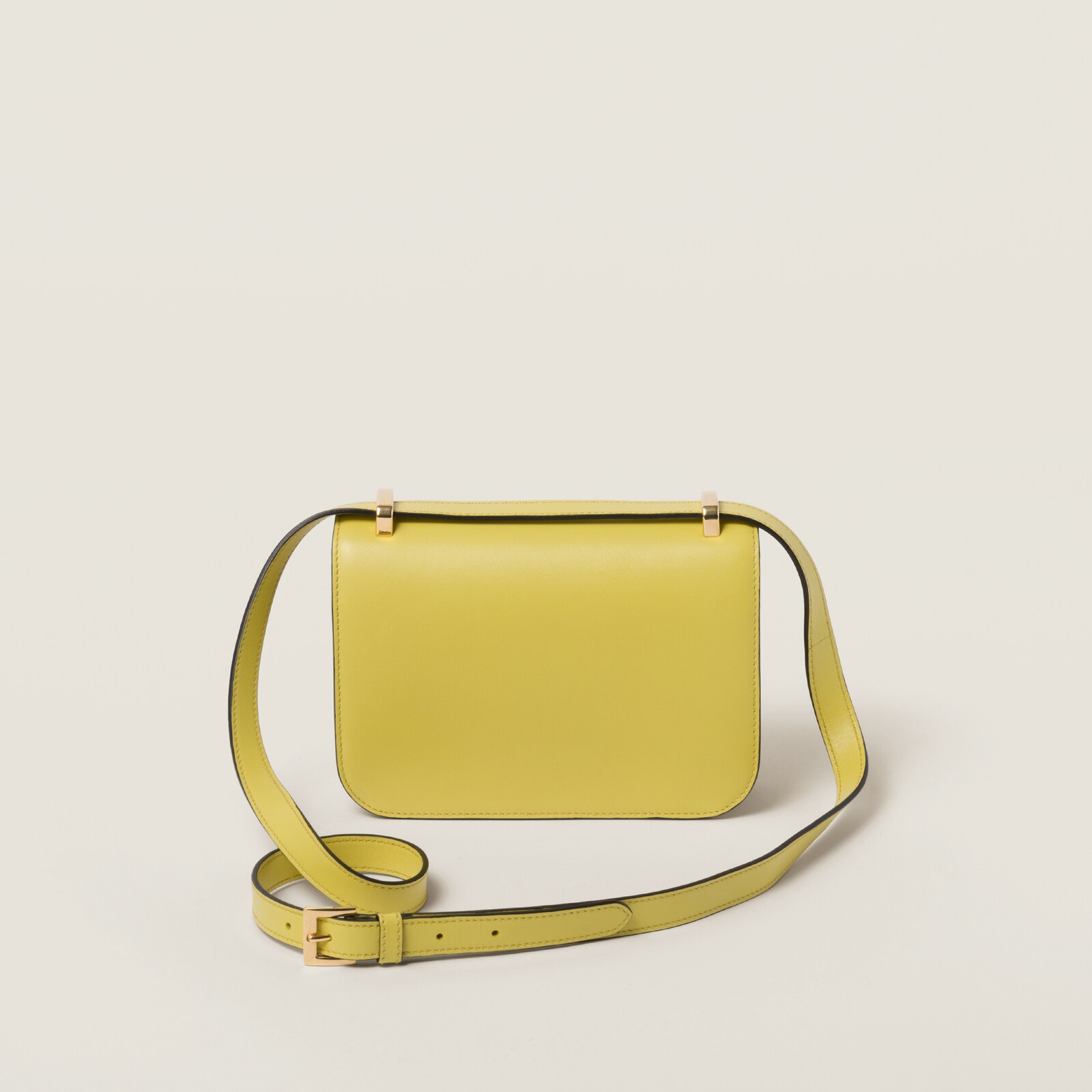 Citron Yellow Leather Shoulder Bag | Miu Miu